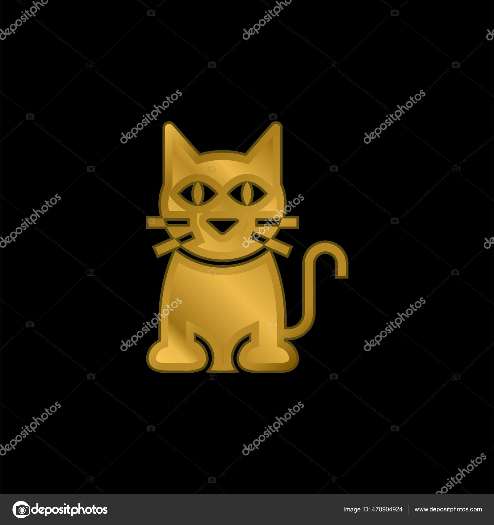 Gato Negro Chapado Oro Icono Metálico Logo Vector Vector de stock por ...
