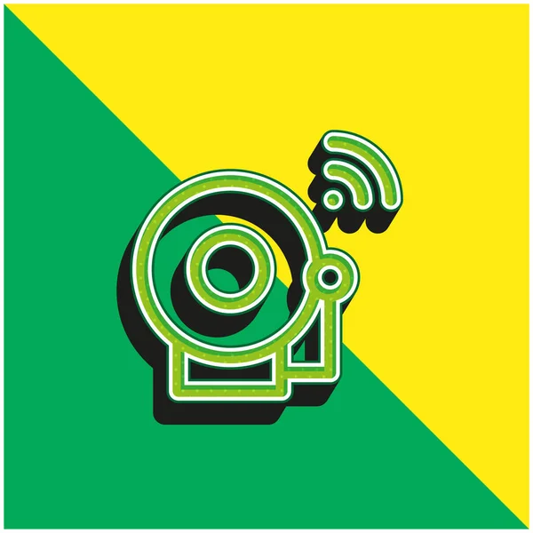 Alarma verde y amarillo moderno vector 3d icono logotipo 2024