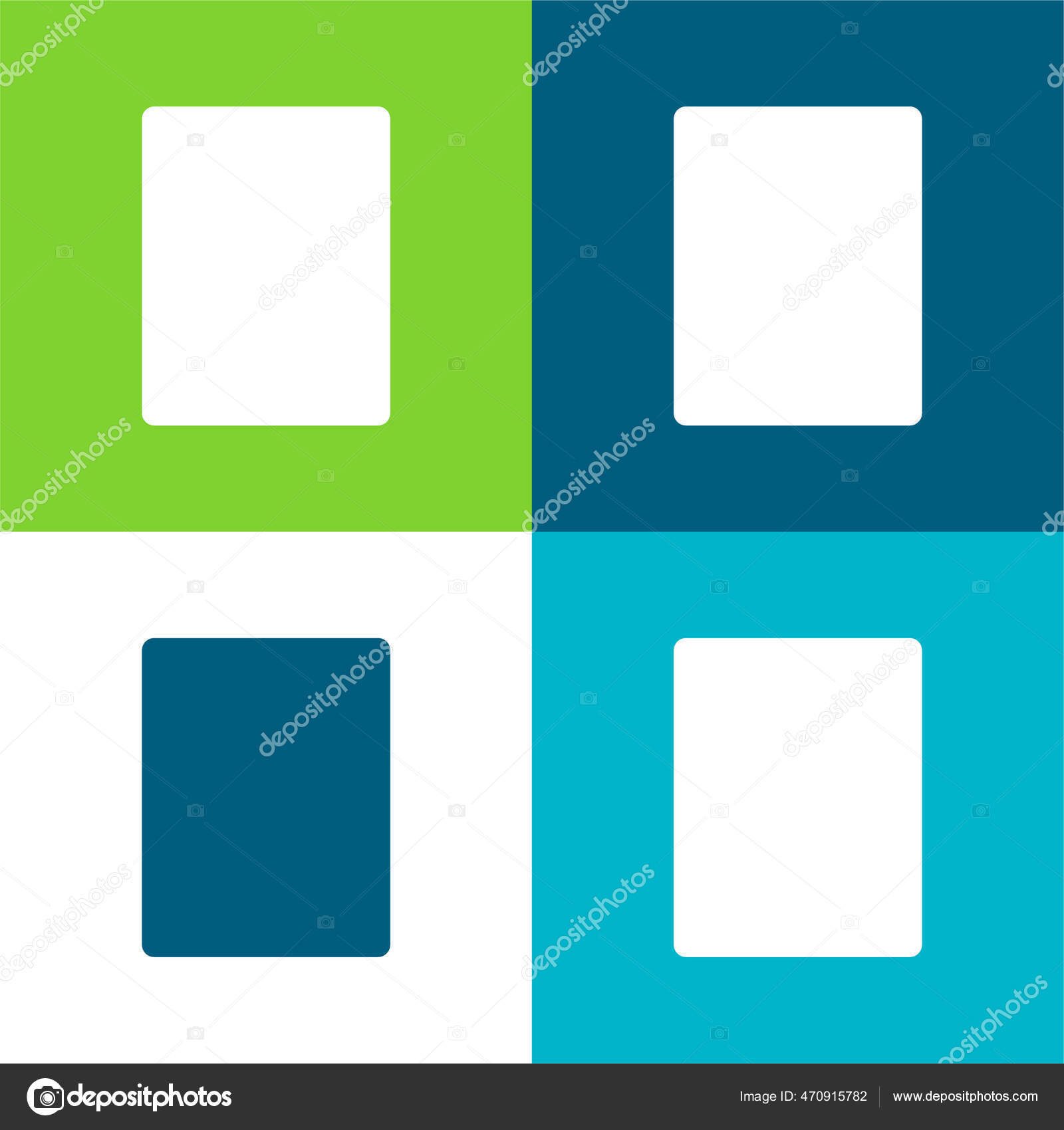 Black Rectangle Flat Four Color Minimal Icon Set Stock Vector Image by ...