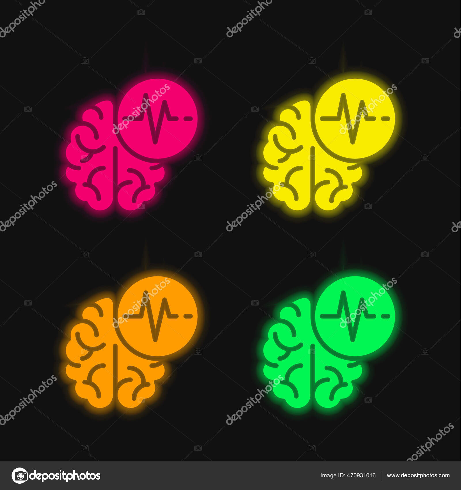 Brain Four Color Glowing Neon Vector Icon Stock Vector by ©Infolight ...