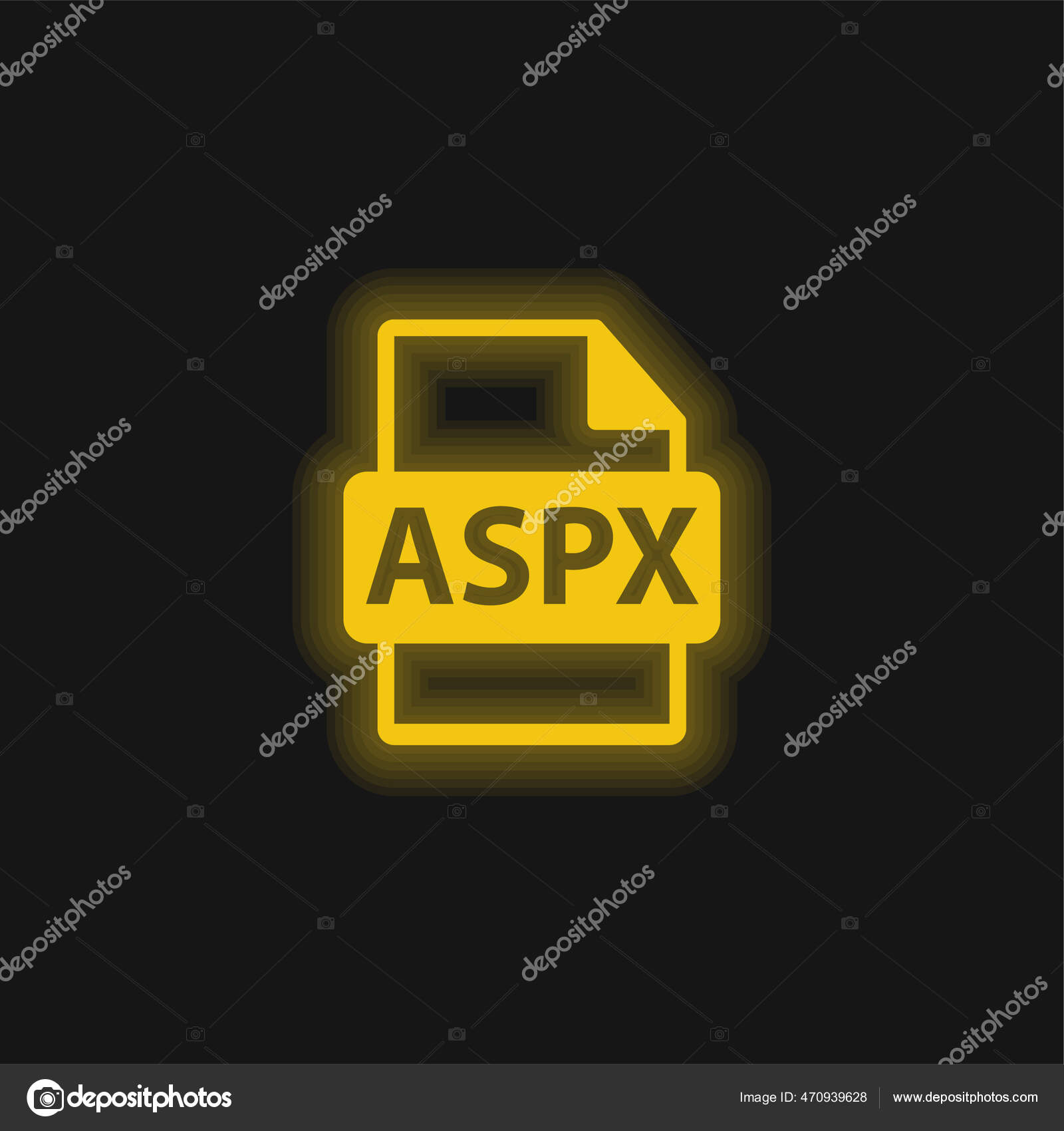 Aspx File Format Symbol Yellow Glowing Neon Icon Stock Vector Image by ...