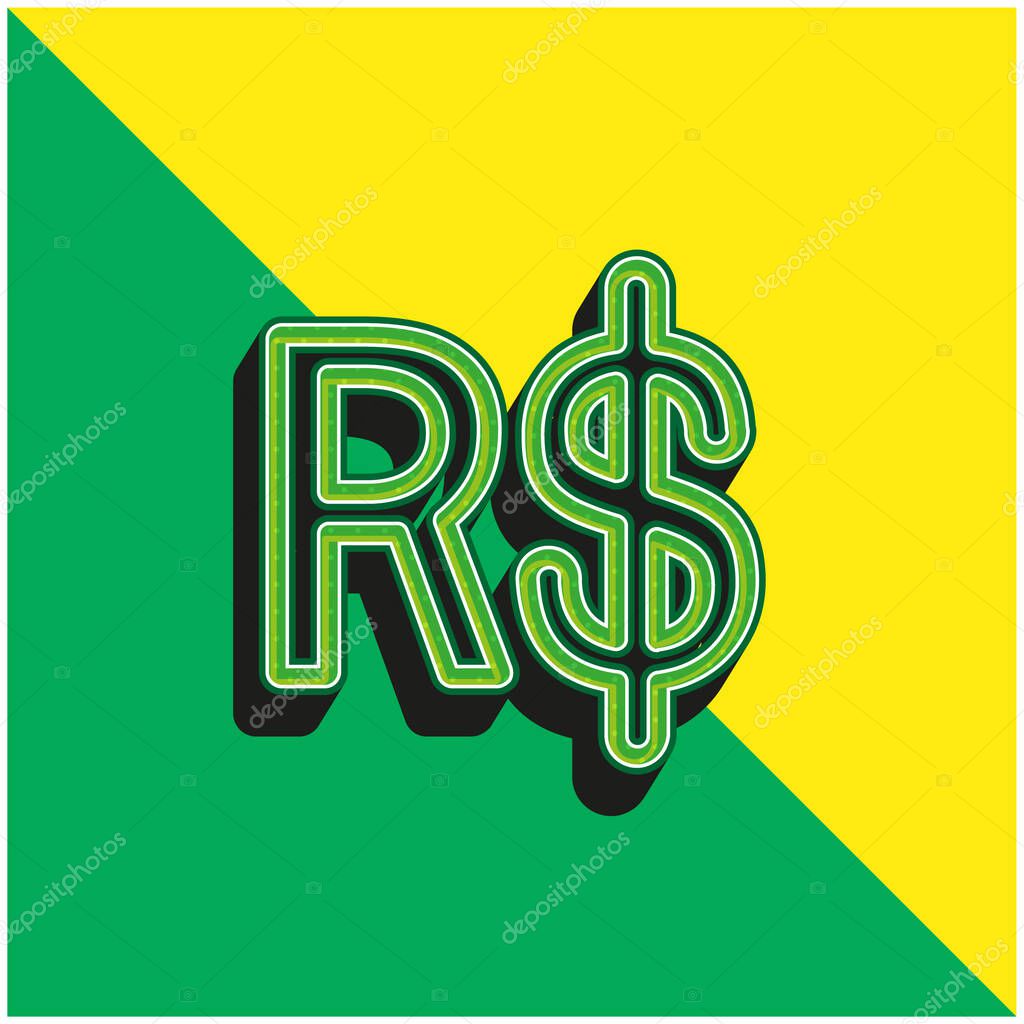 Brasil Símbolo real verde y amarillo moderno vector 3d icono logo 2024