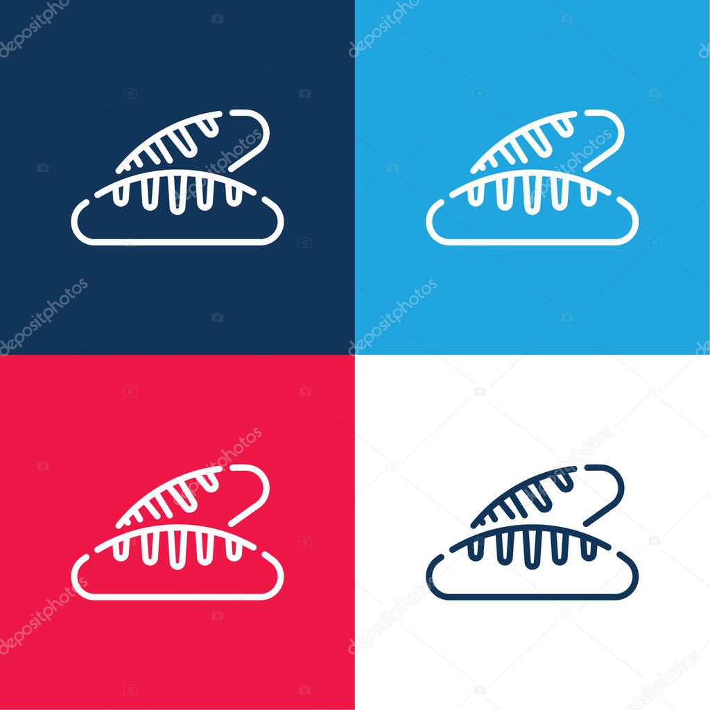 Pan azul y rojo conjunto de iconos mínimo de cuatro colores 2025