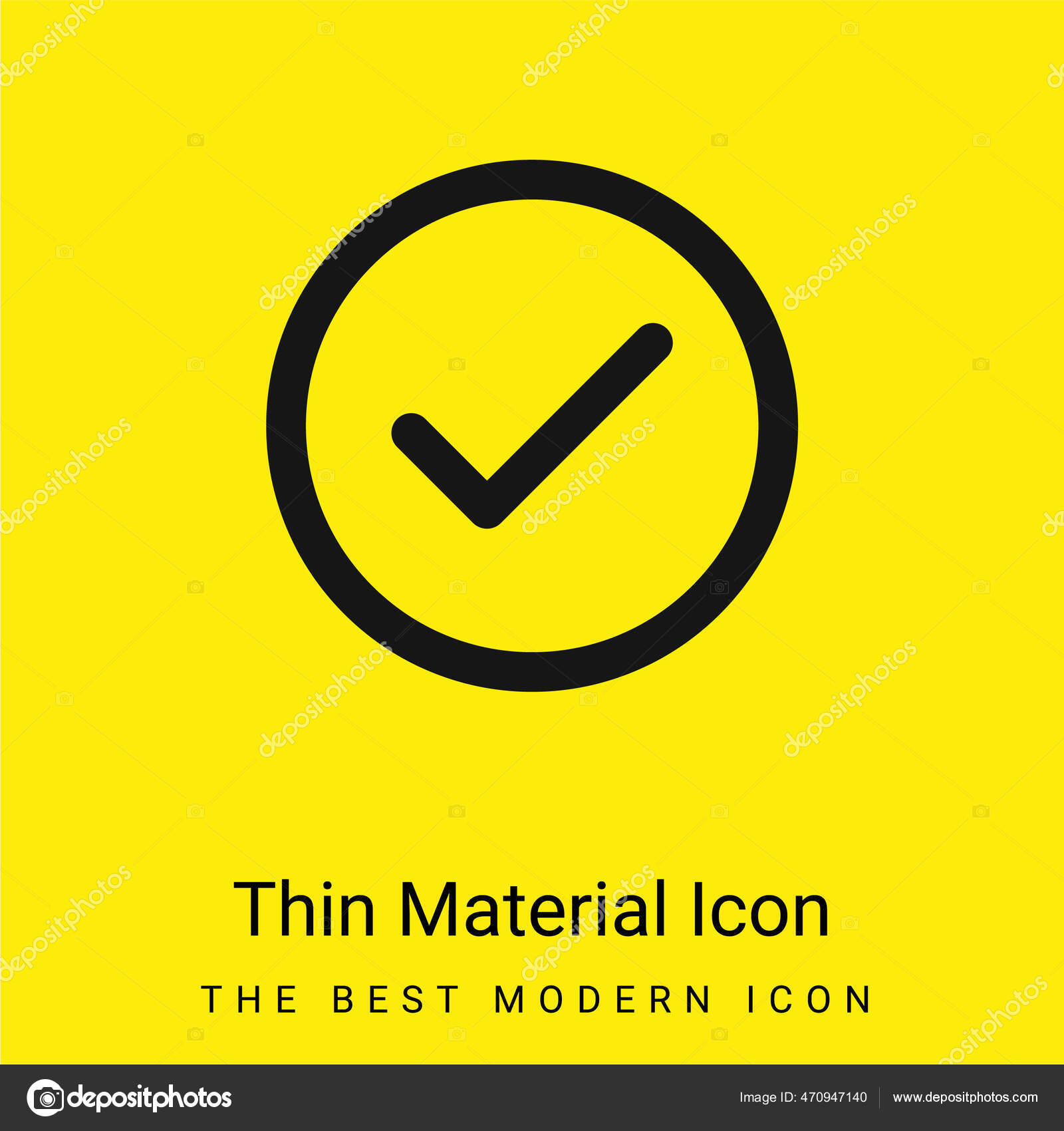 Accept Circular Button Outline Minimal Bright Yellow Material Icon ...