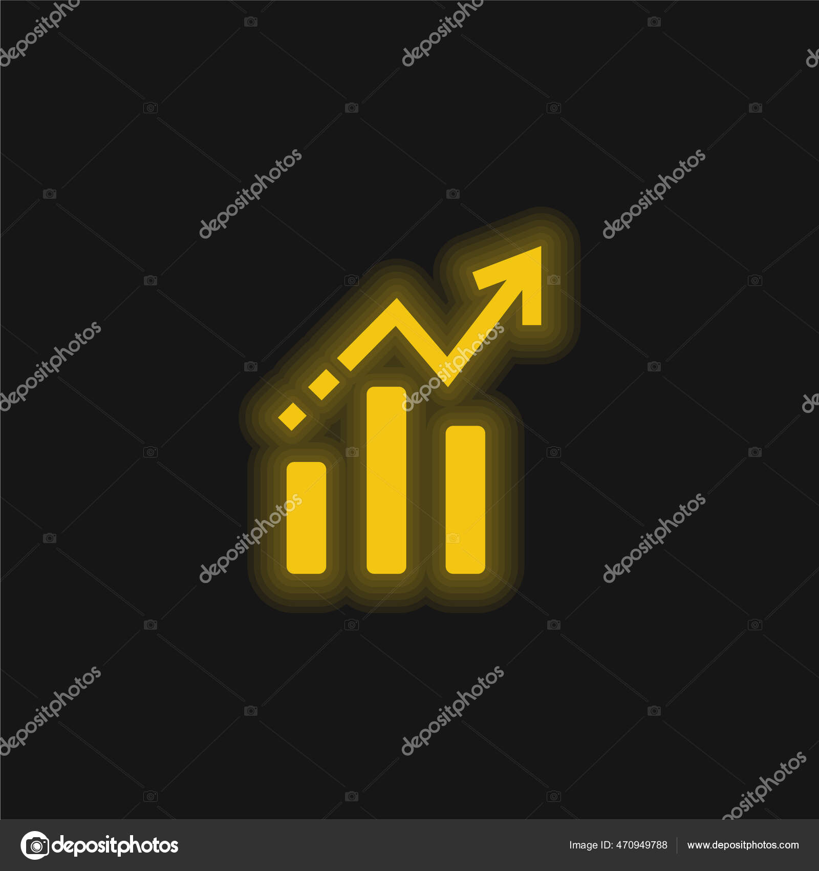 Bars Chart Interface Ascending Symbol Yellow Glowing Neon Icon Stock ...
