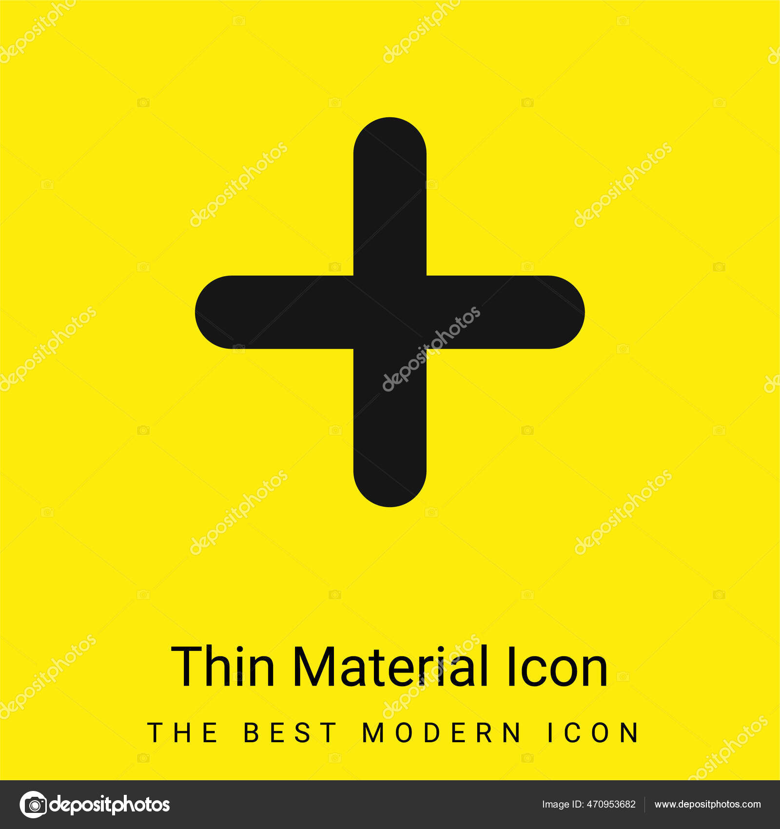 Addition Thick Symbol Minimal Bright Yellow Material Icon Stock Vector ...
