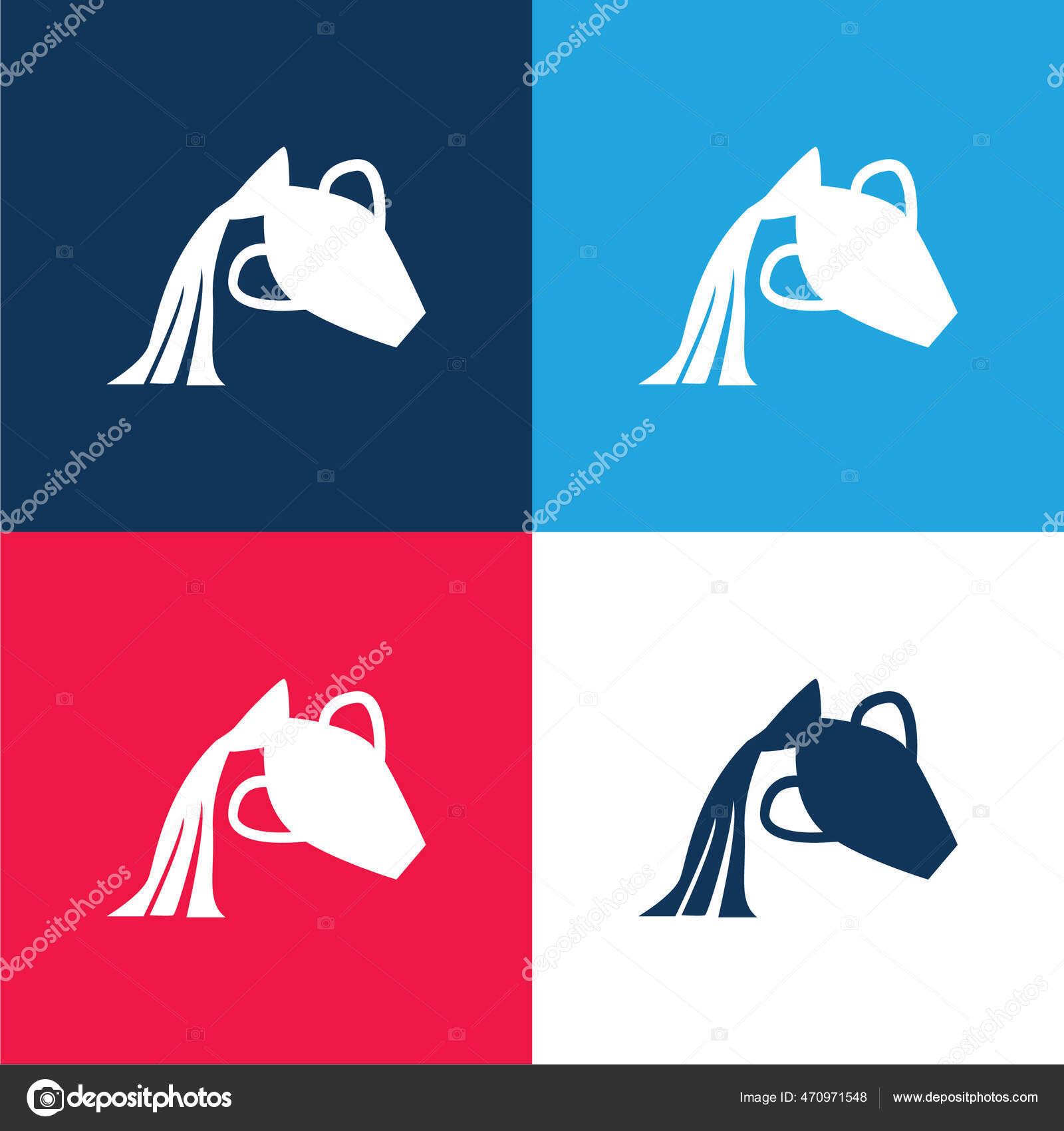 Aquarius Water Container Symbol Blue Red Four Color Minimal Icon Stock ...