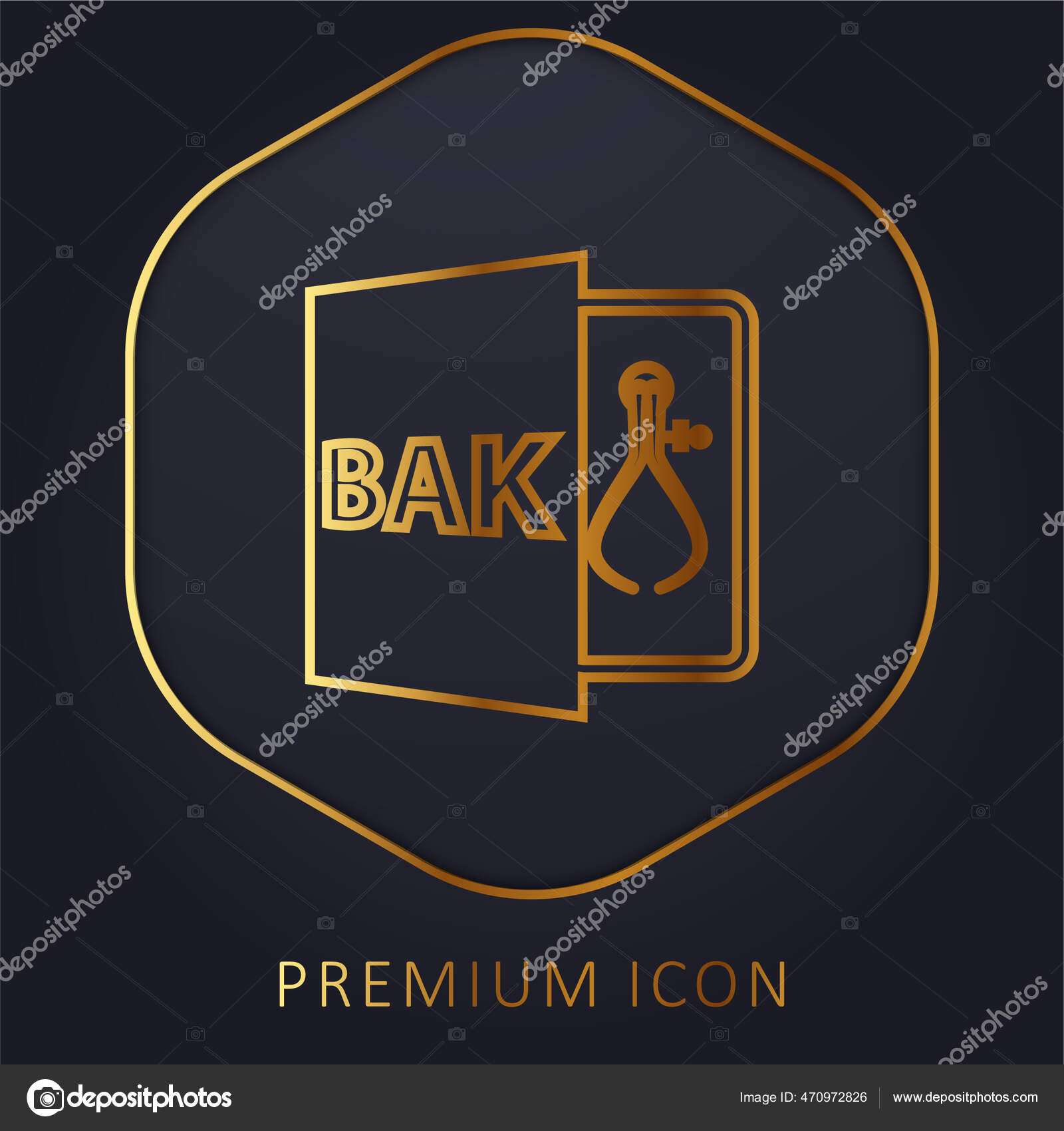 Bak File Format Symbol Golden Line Premium Logo Icon Stock Vector by ...