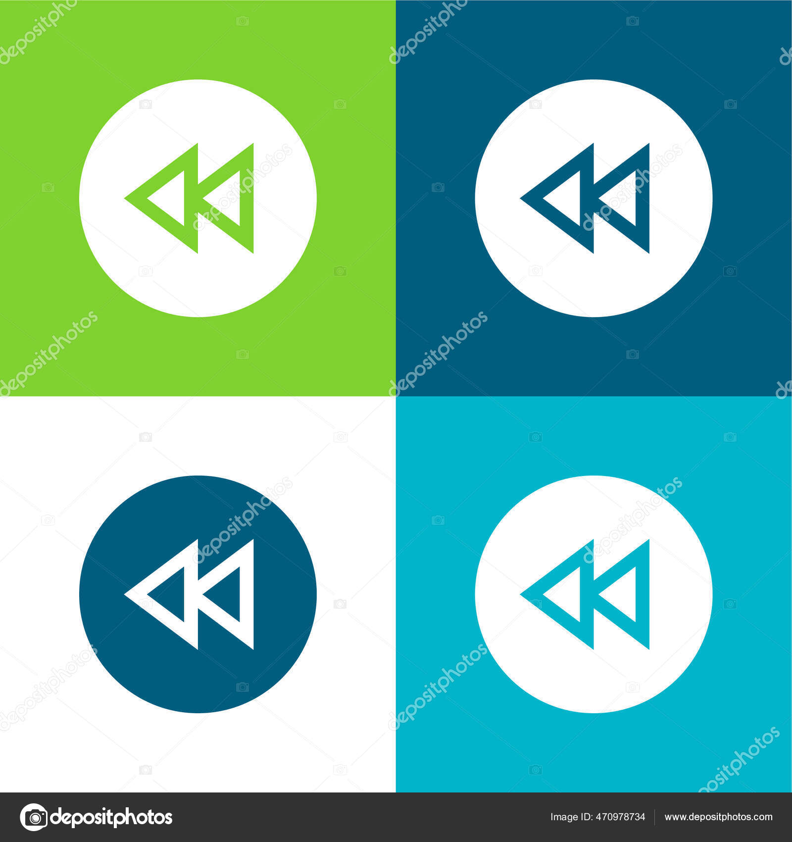 Backward Flat Four Color Minimal Icon Set Stock Vector by ©Infolight ...