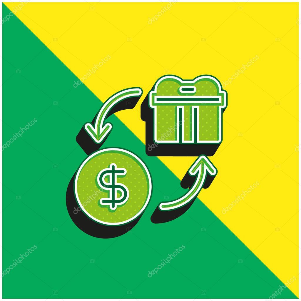 Verde trueque y amarillo moderno logotipo del icono del vector 3d 2024