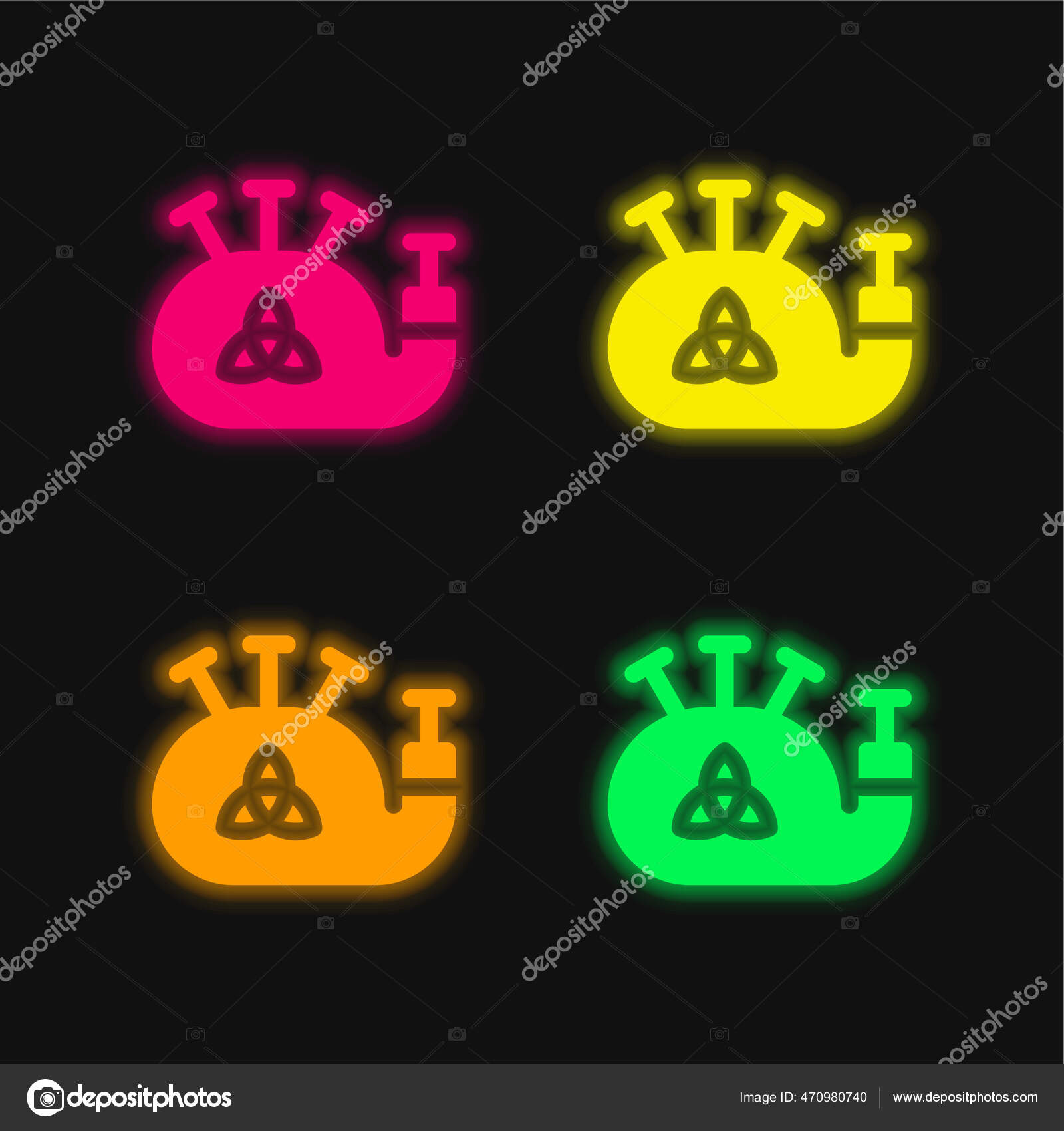 Bagpipe Four Color Glowing Neon Vector Icon Stock Vector Image by ...