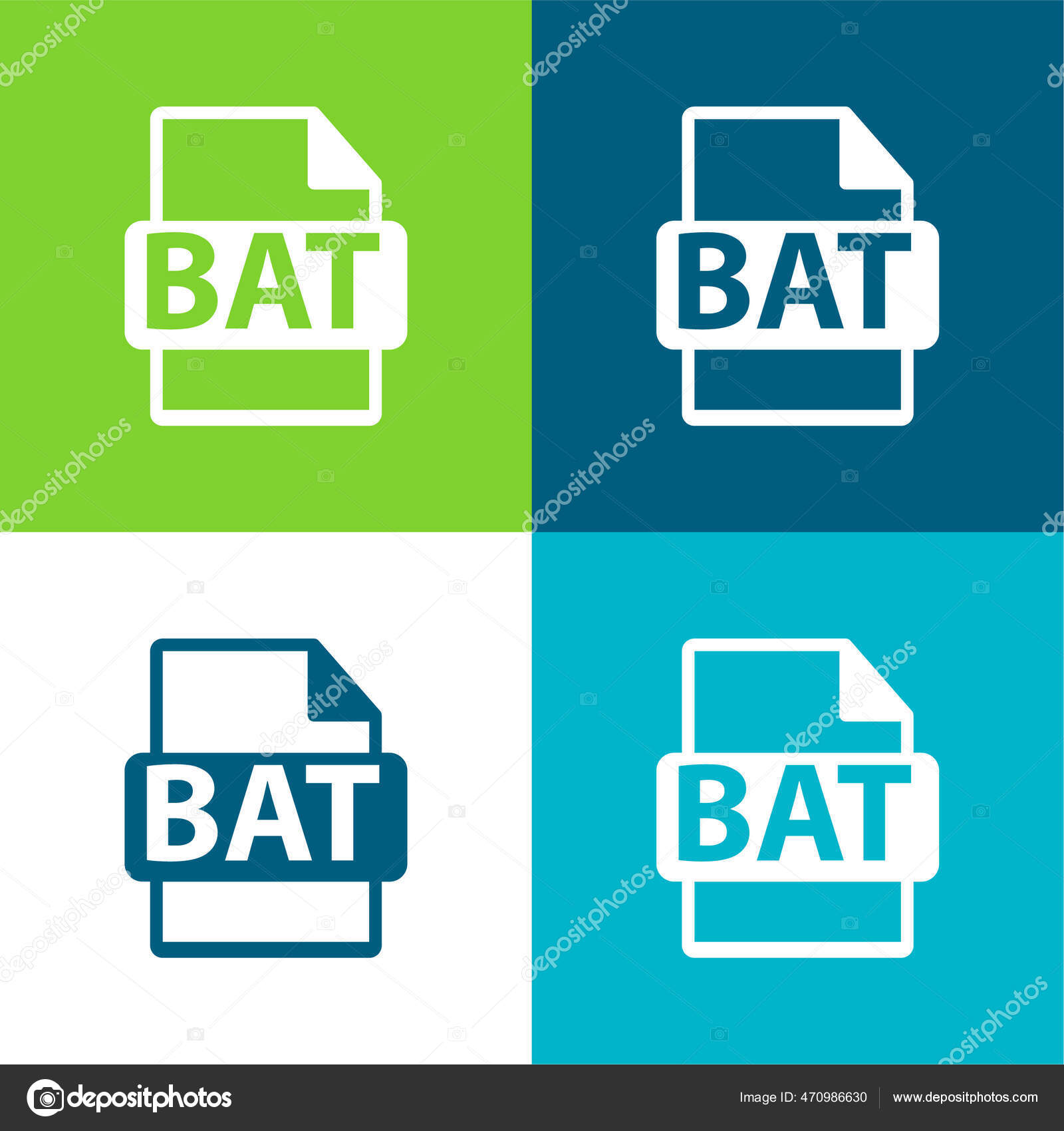 Bat File Format Flat Four Color Minimal Icon Set Stock Vector Image by ...