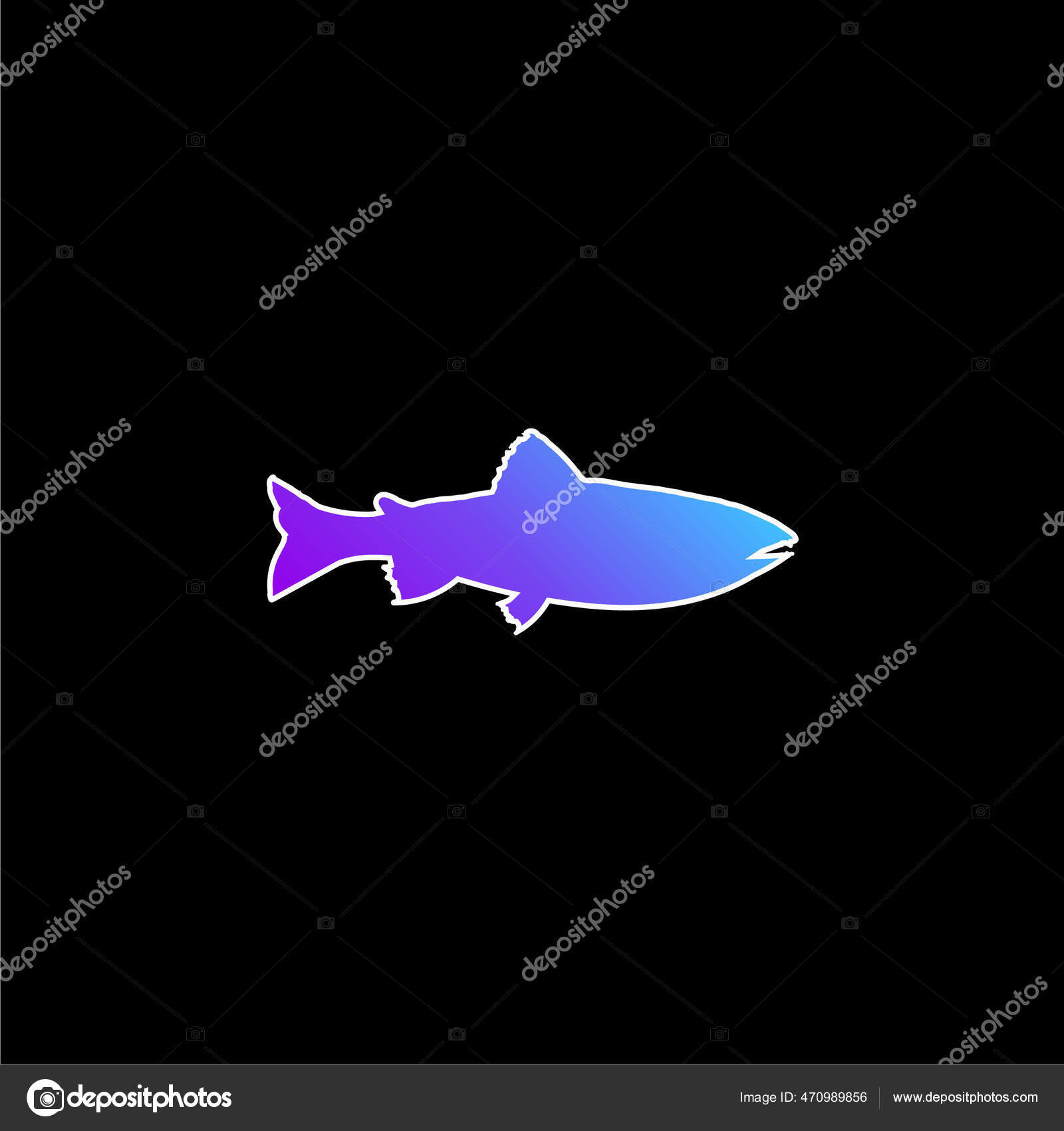 Amago Fish Shape Blue Gradient Vector Icon Stock Vector Image by ...