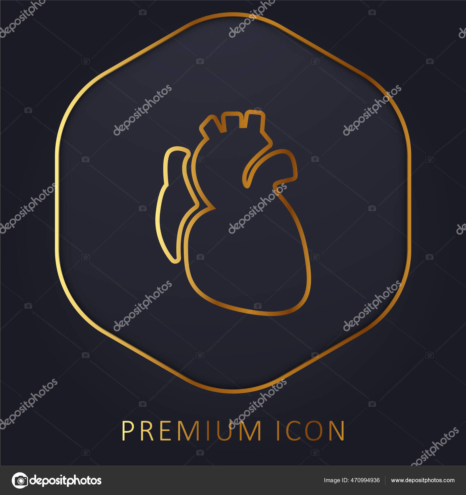 Anatomic Heart Golden Line Premium Logo Icon Stock Vector Image by ...