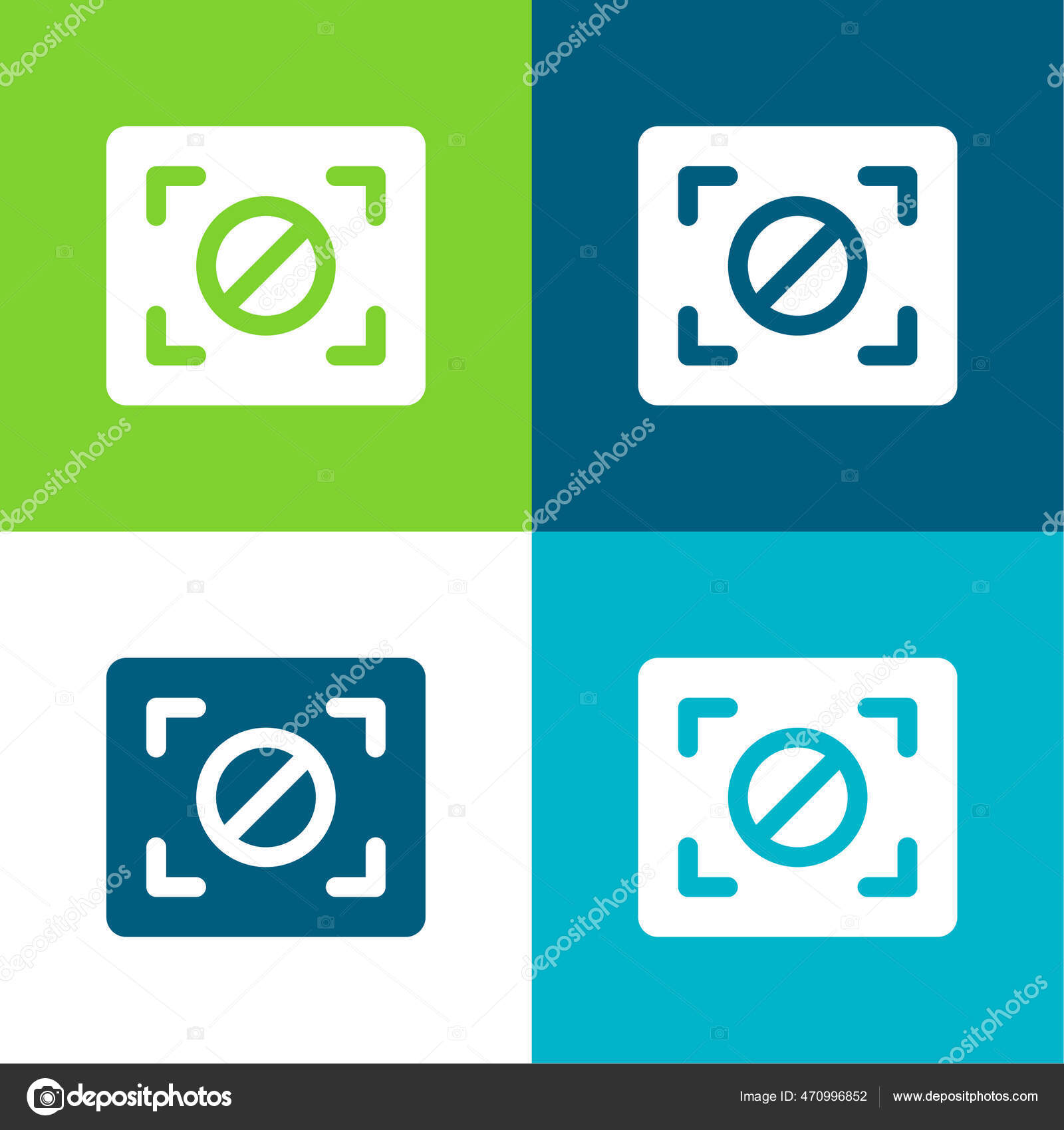 Block Focus Flat Four Color Minimal Icon Set Stock Vector by ©Infolight ...
