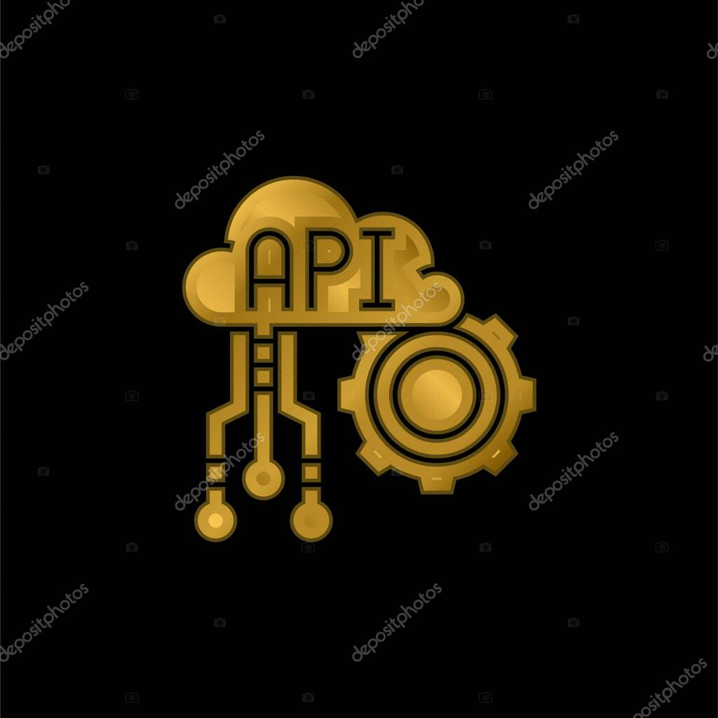 Api chapado en oro icono metálico o logo vector 2025