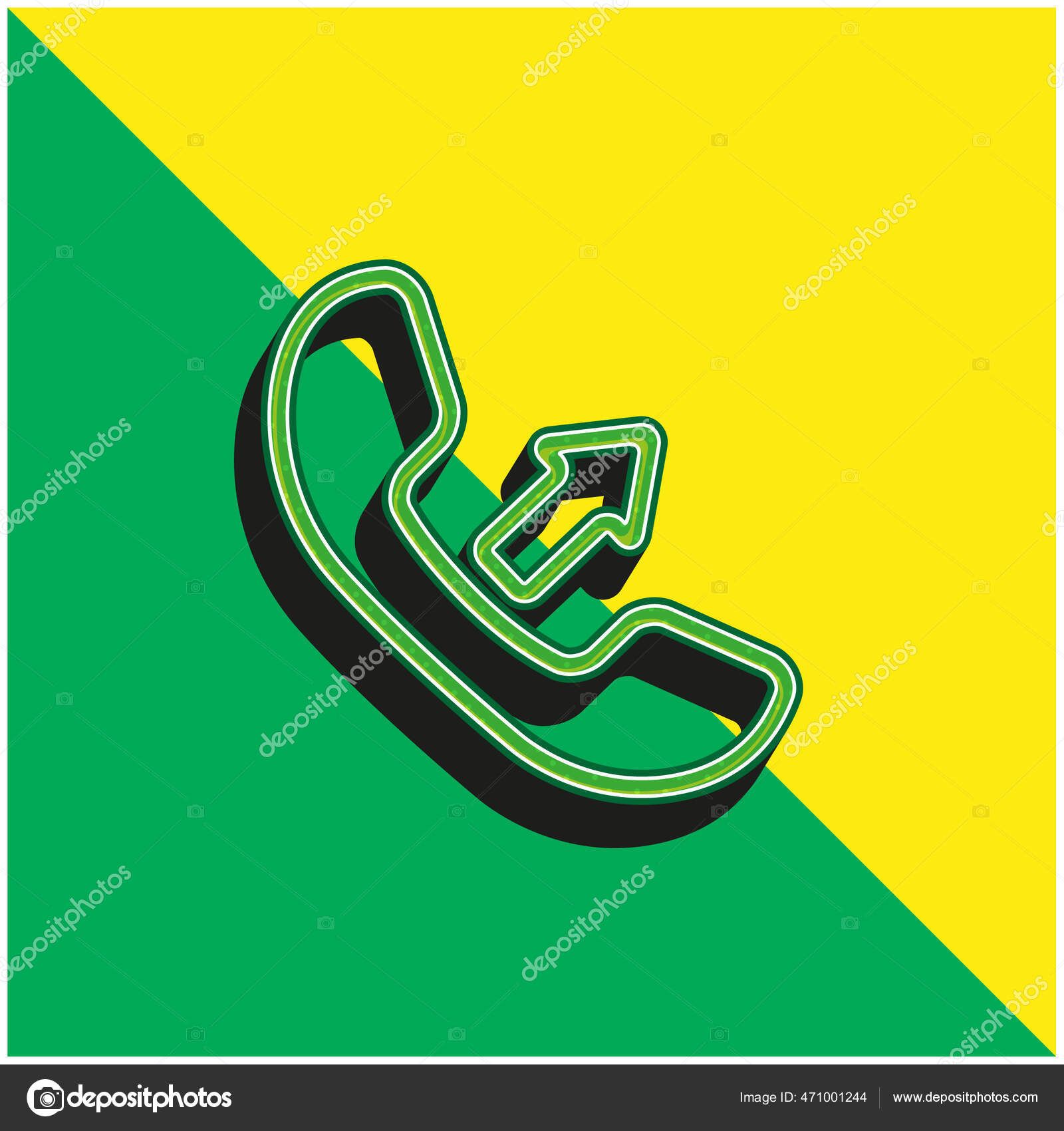 Answer Call Interface Symbol Auricular Arrow Green Yellow Modern Vector ...