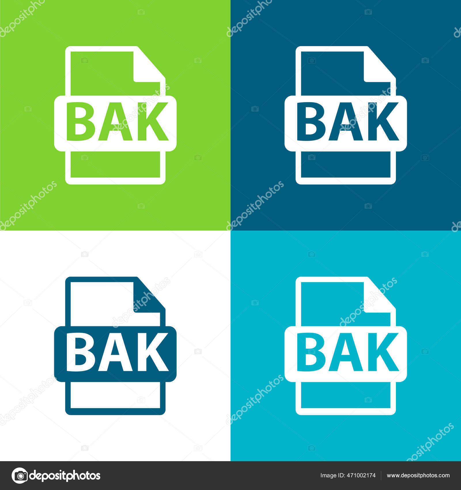 Bak File Format Symbol Flat Four Color Minimal Icon Set Stock Vector ...