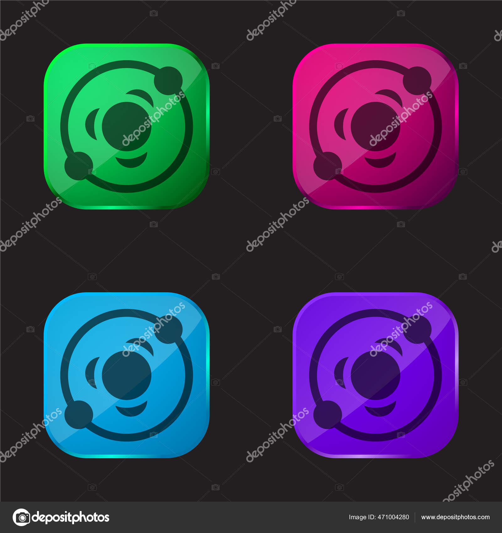 Atomic Structure Four Color Glass Button Icon Stock Vector Image by ...