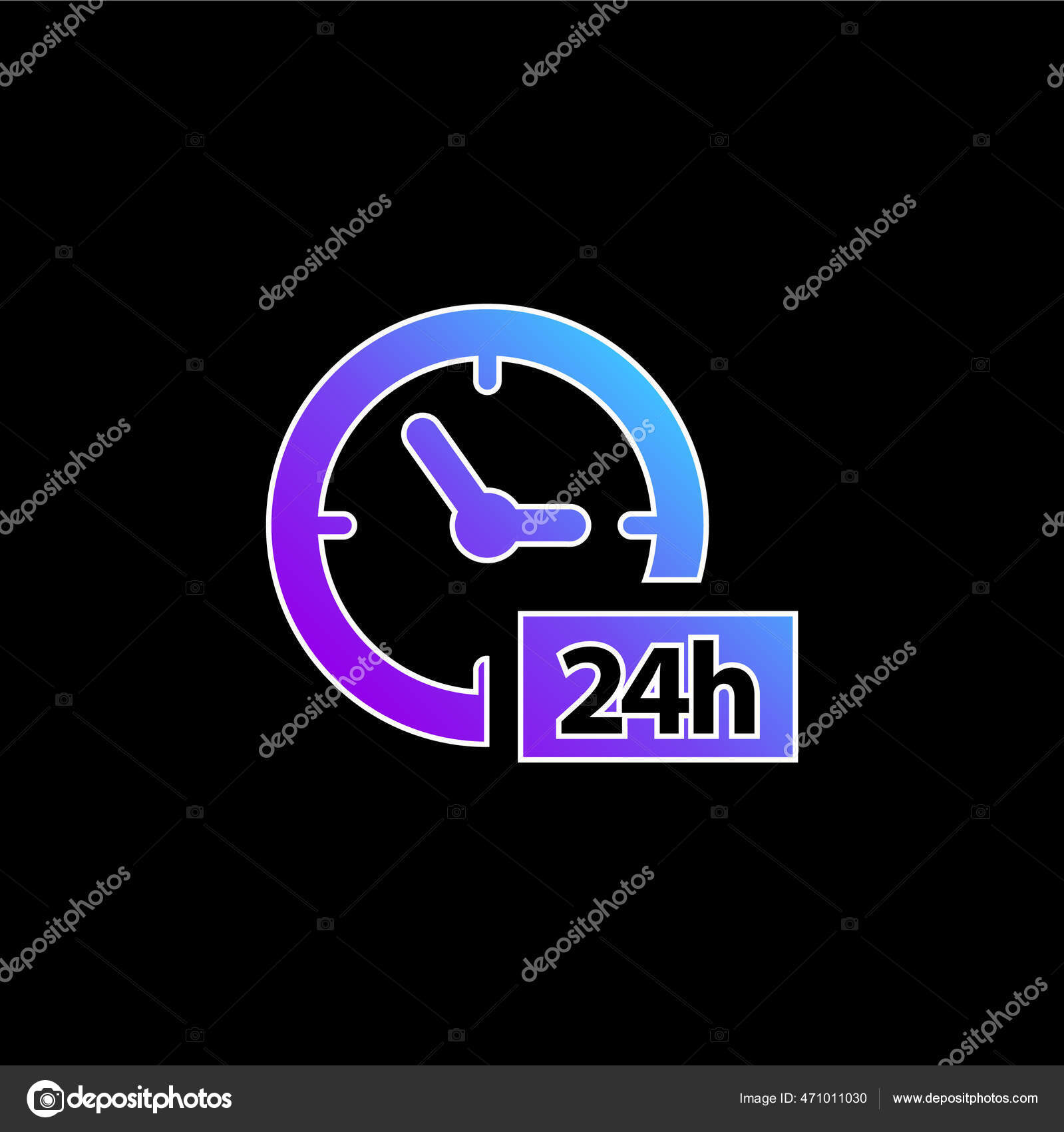 Hours Clock Symbol Blue Gradient Vector Icon Stock Vector Image by ...