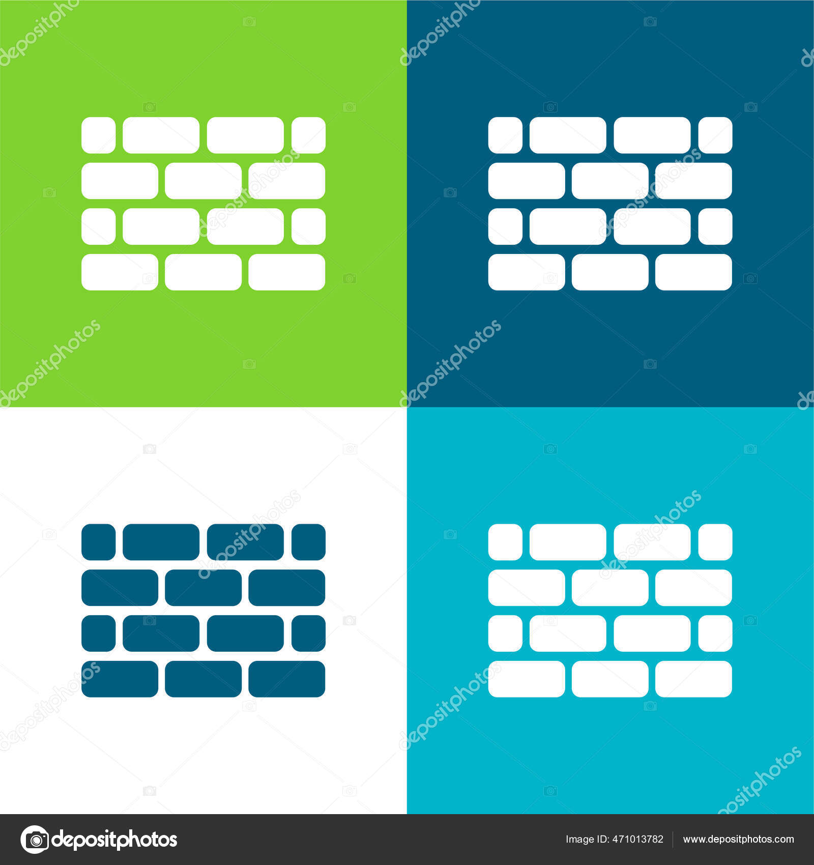 Brick Wall Flat Four Color Minimal Icon Set Stock Vector by ©Infolight ...