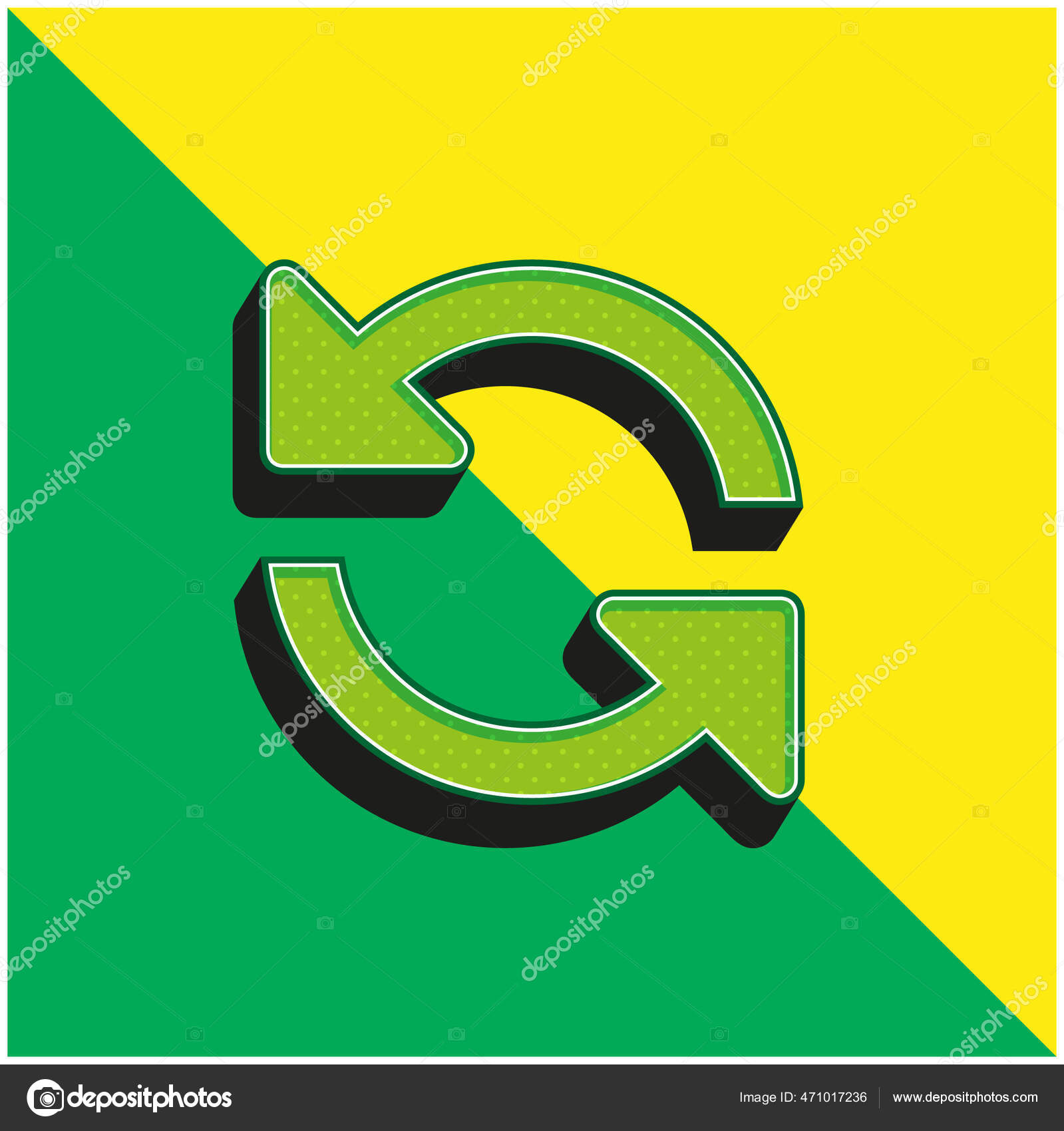 Arrows Couple Counterclockwise Rotating Symbol Green Yellow Modern ...