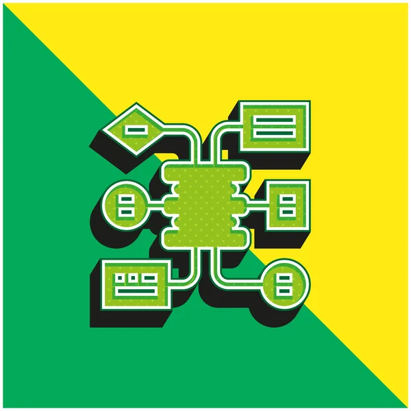 Algoritmo verde y amarillo moderno vector 3d icono logotipo 2024