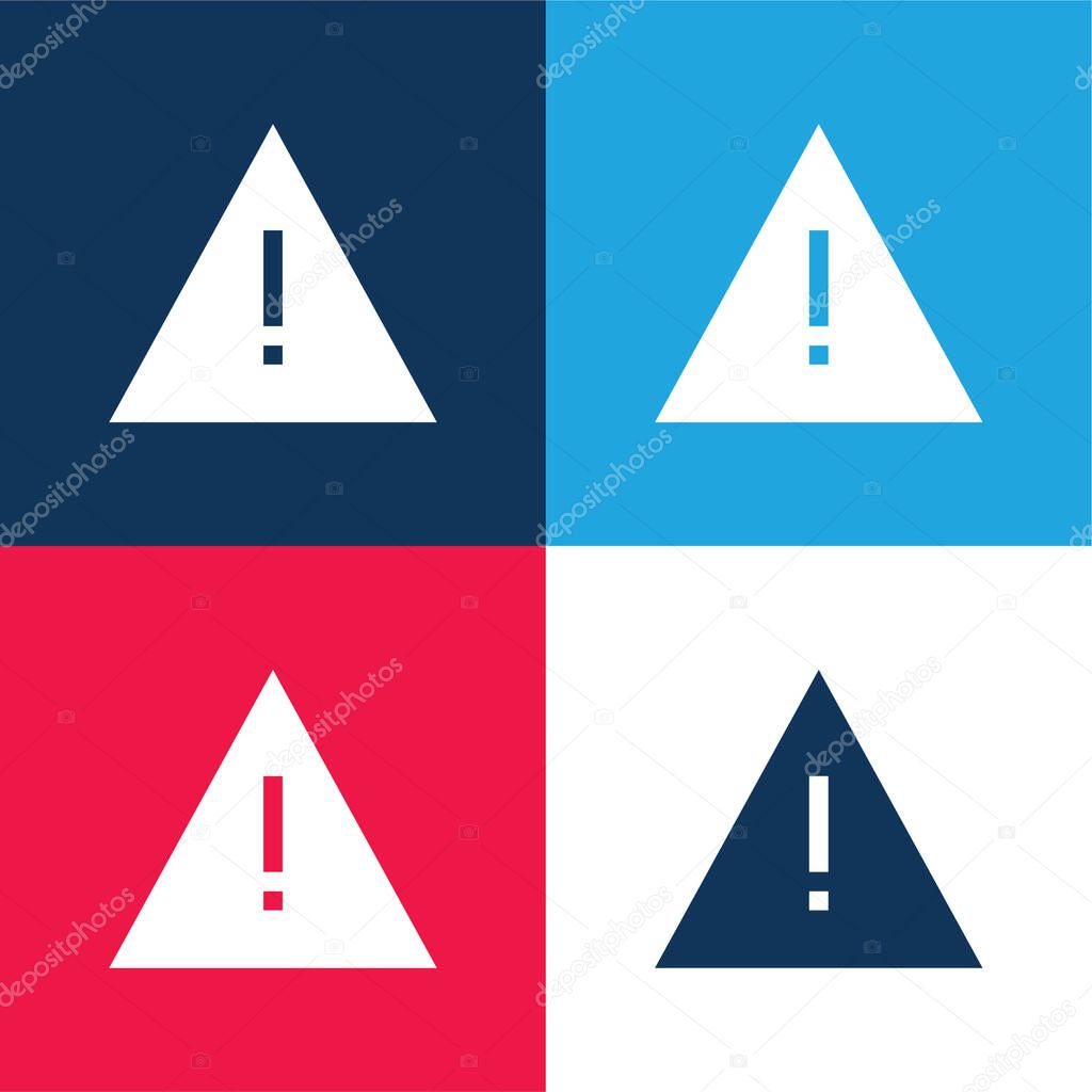 Alerta azul y rojo conjunto de iconos mínimo de cuatro colores 2023