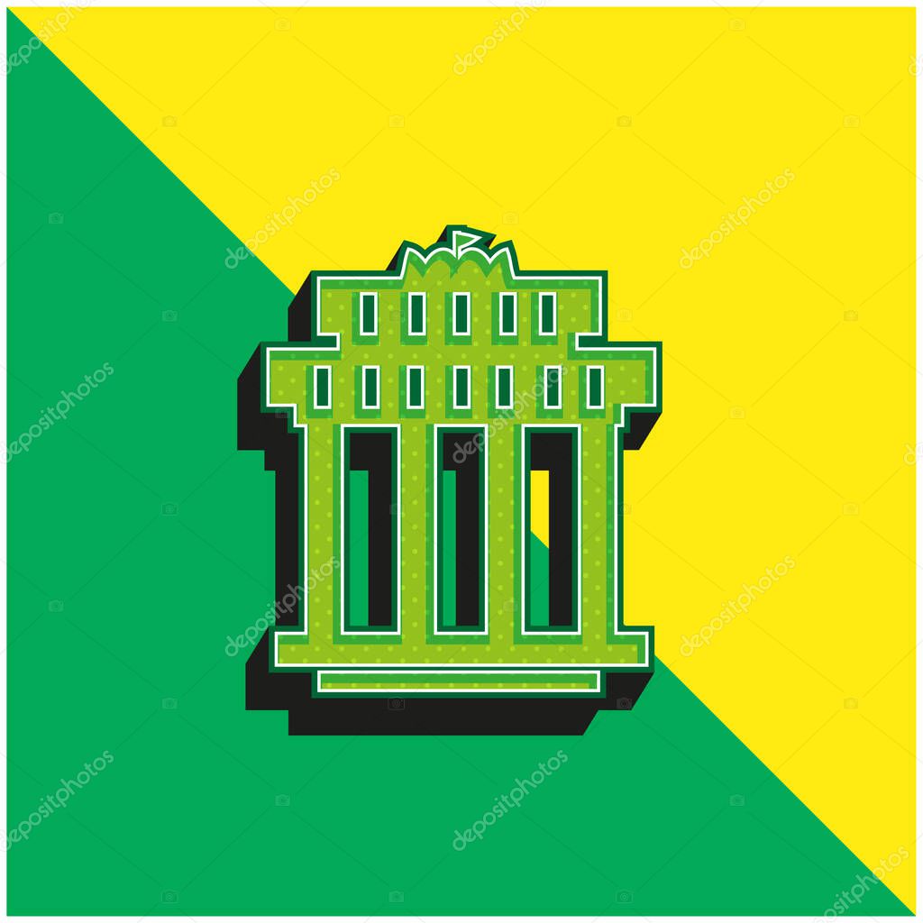 Branderbourg Gate Verde y amarillo moderno logotipo icono del vector 3d ...