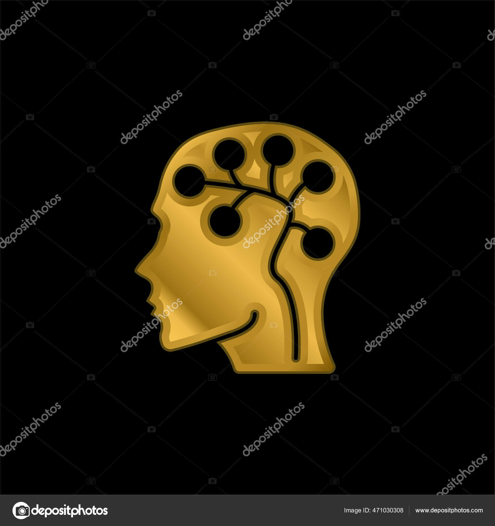 Brain Gold Plated Metalic Icon Logo Vector Stock Vector Image by ...