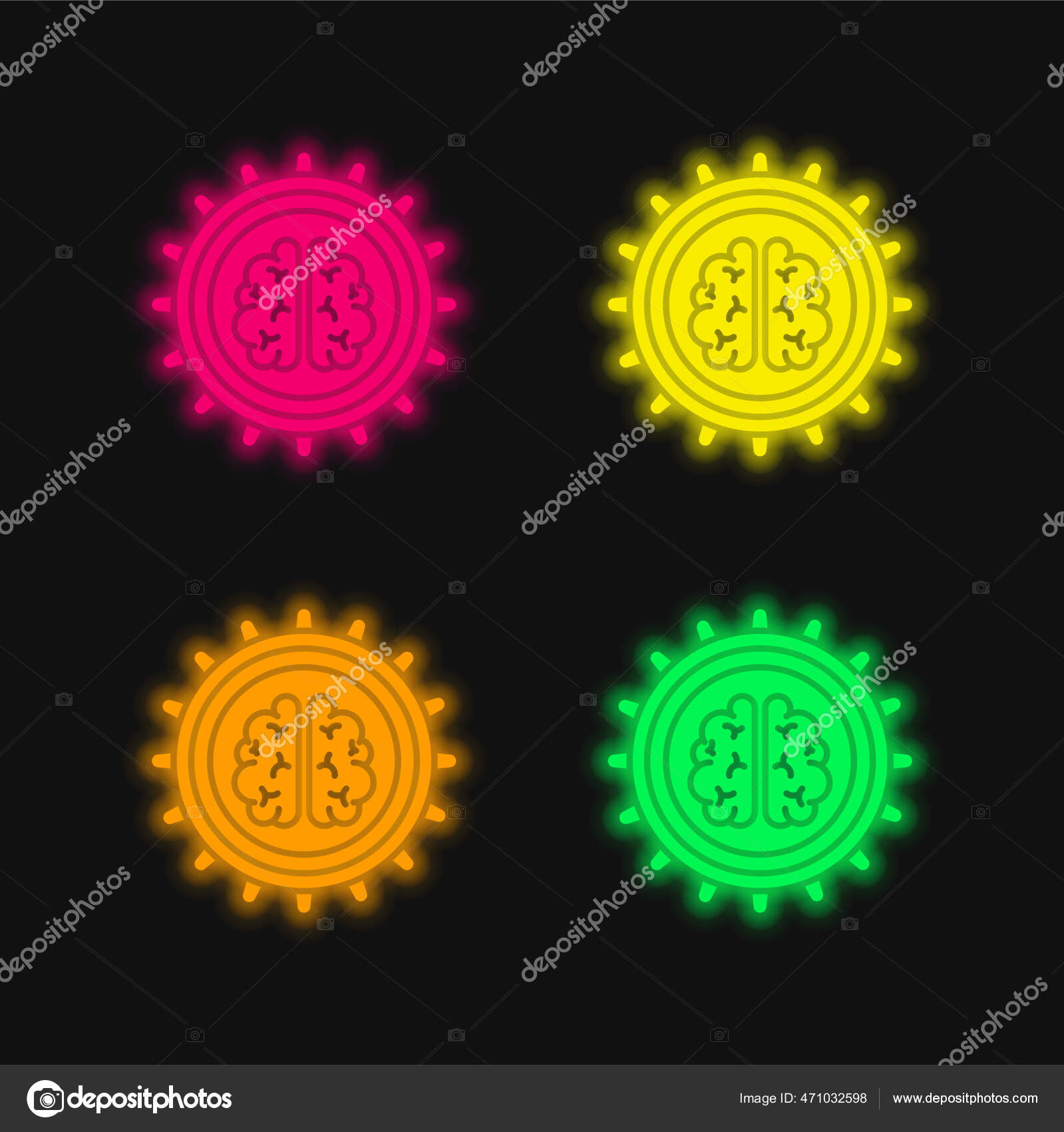 Brain Four Color Glowing Neon Vector Icon Stock Vector by ©Infolight ...