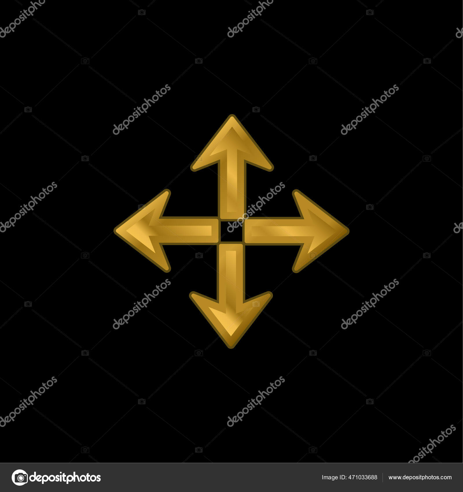 Arrow Spread Symbol Gold Plated Metalic Icon Logo Vector Stock Vector ...