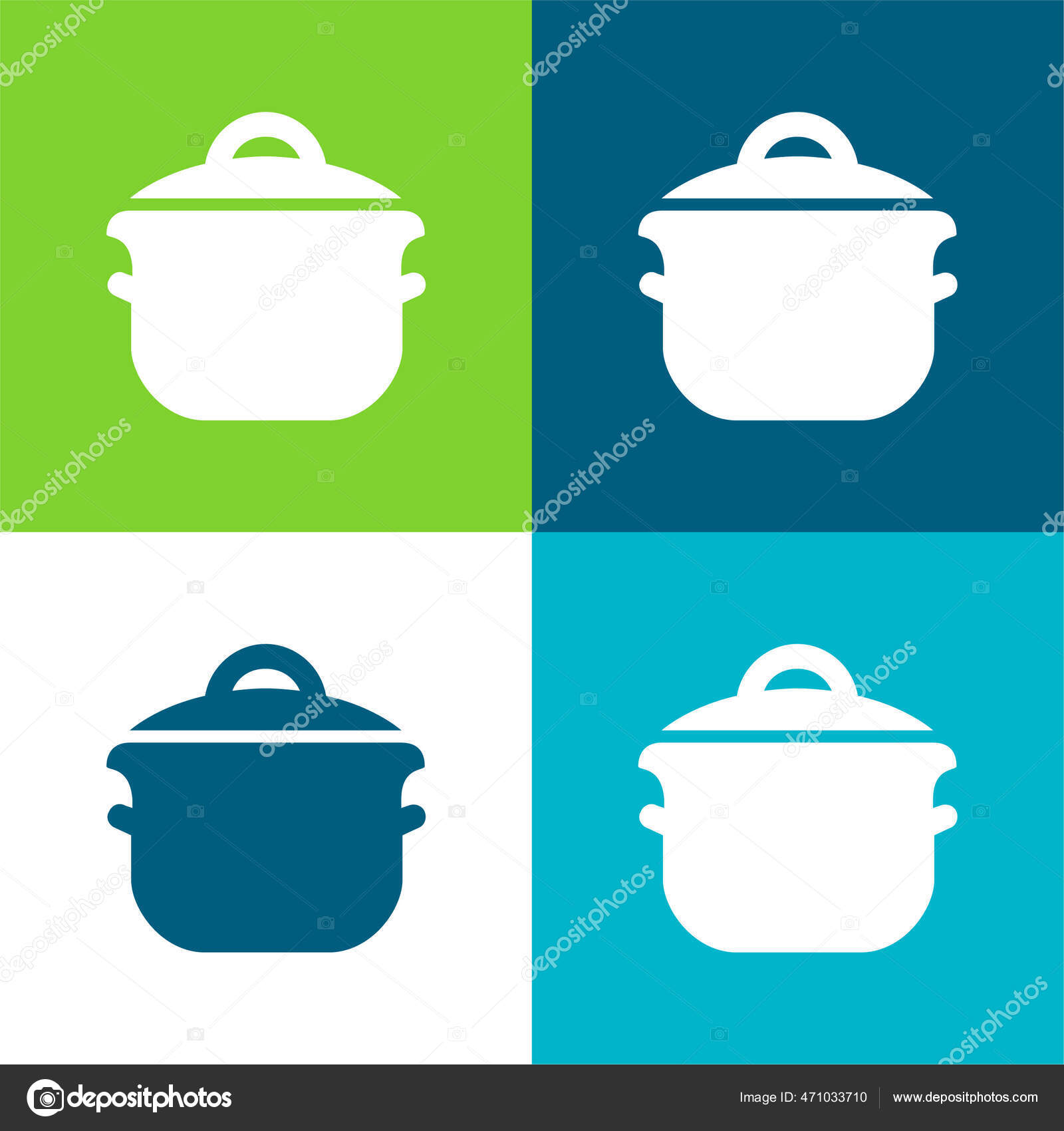 Big Pot Flat Four Color Minimal Icon Set Stock Vector Image by ...