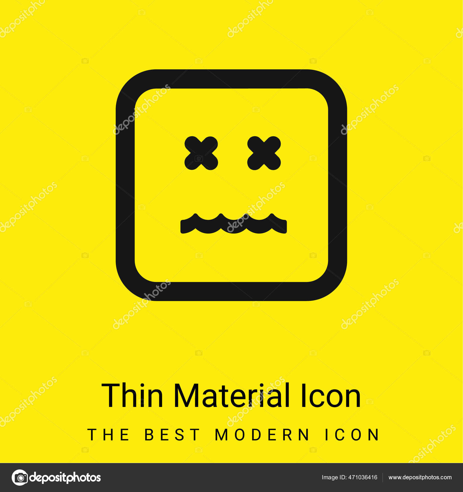 Annulled Emoticon Square Face Minimal Bright Yellow Material Icon Stock ...