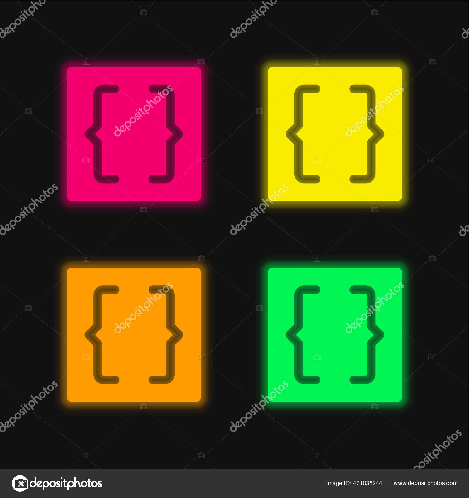 Brackets Four Color Glowing Neon Vector Icon Stock Vector Image by ...