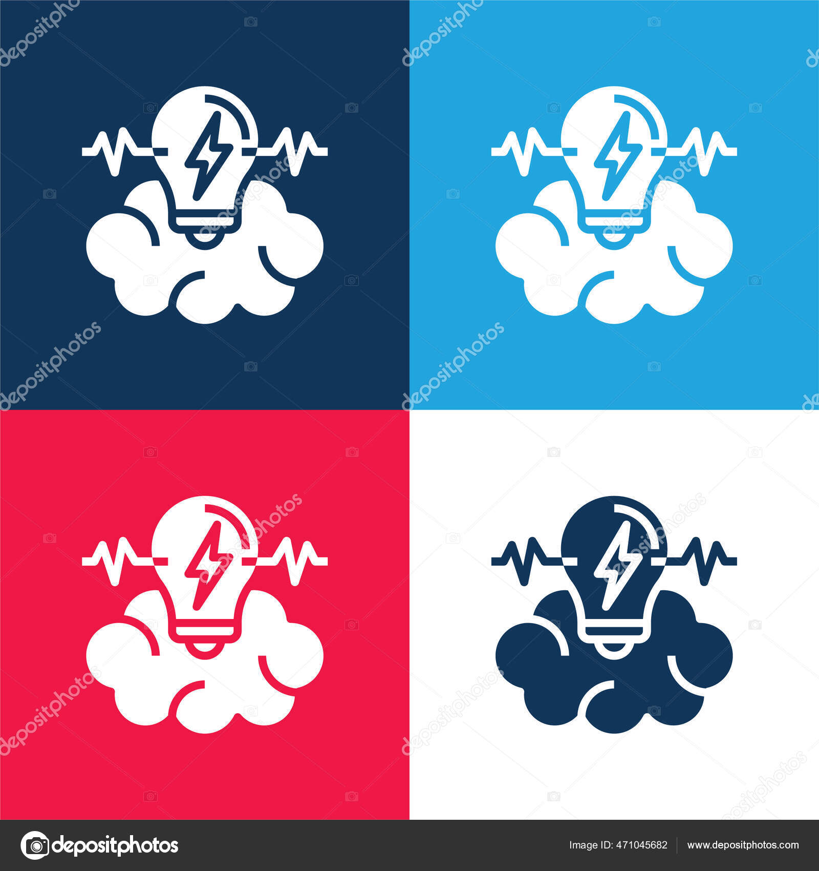 Brainstorm Blue Red Four Color Minimal Icon Set Stock Vector Image by ...