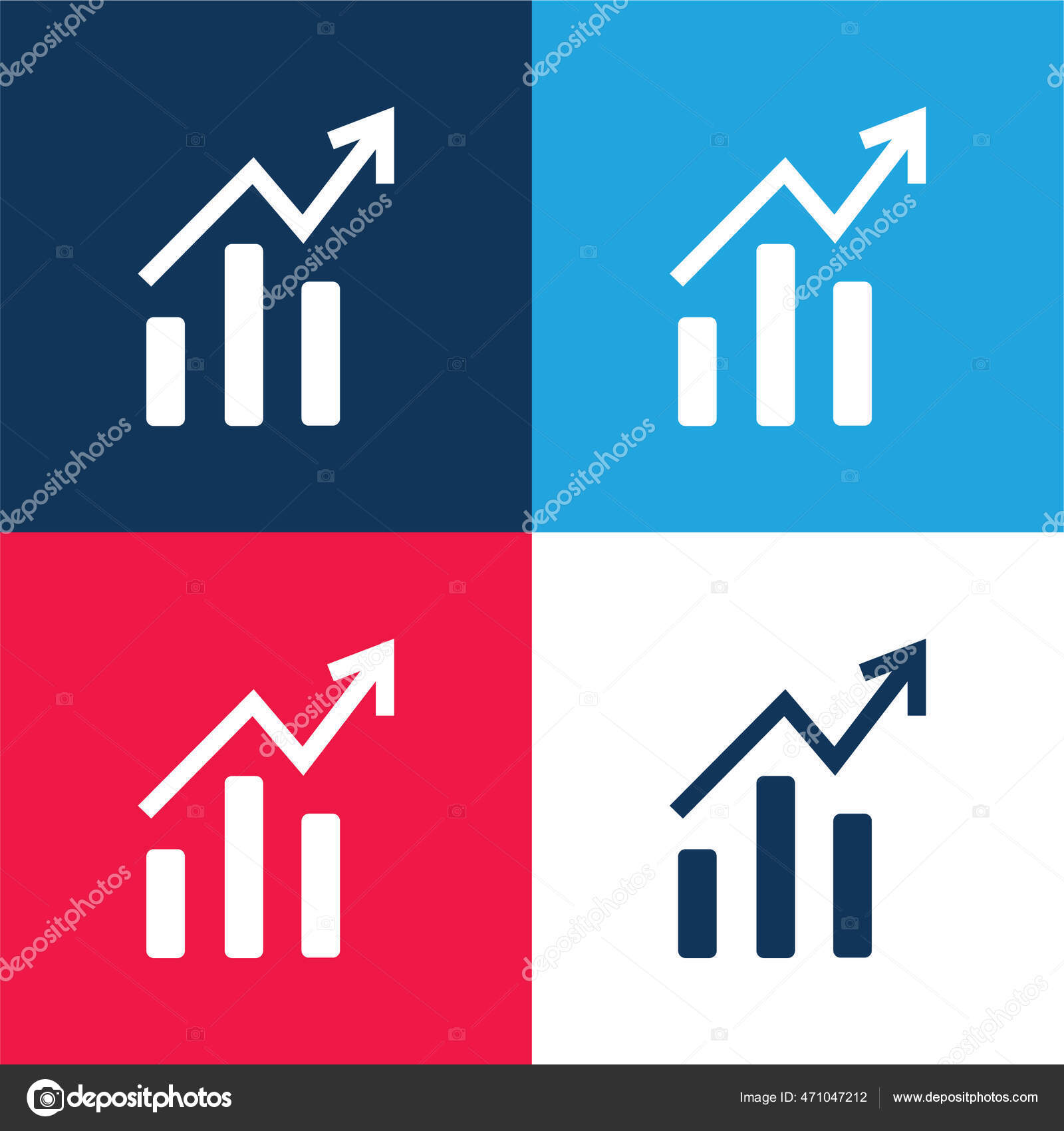 Bars Line Ascending Graphic Data Analytics Blue Red Four Color Stock Vector Image by ©Infolight ...