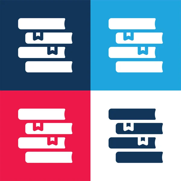 Libro azul y rojo conjunto de iconos mínimo de cuatro colores 2025