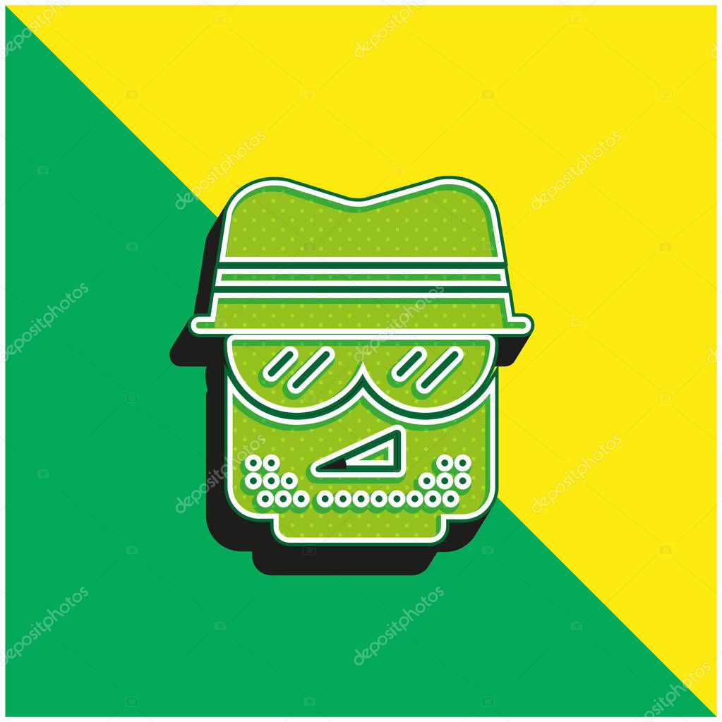 Agente verde y amarillo moderno logotipo del icono del vector 3d 2023