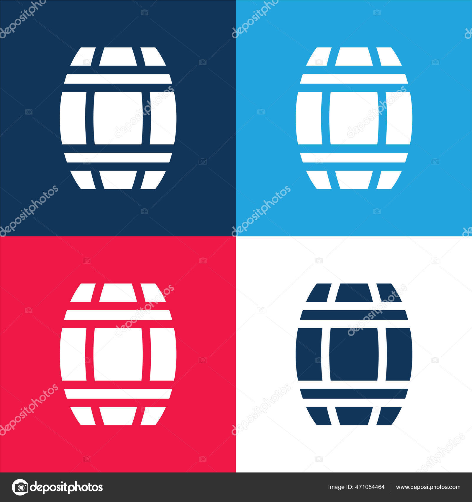 Barrel Blue Red Four Color Minimal Icon Set Stock Vector Image by ...