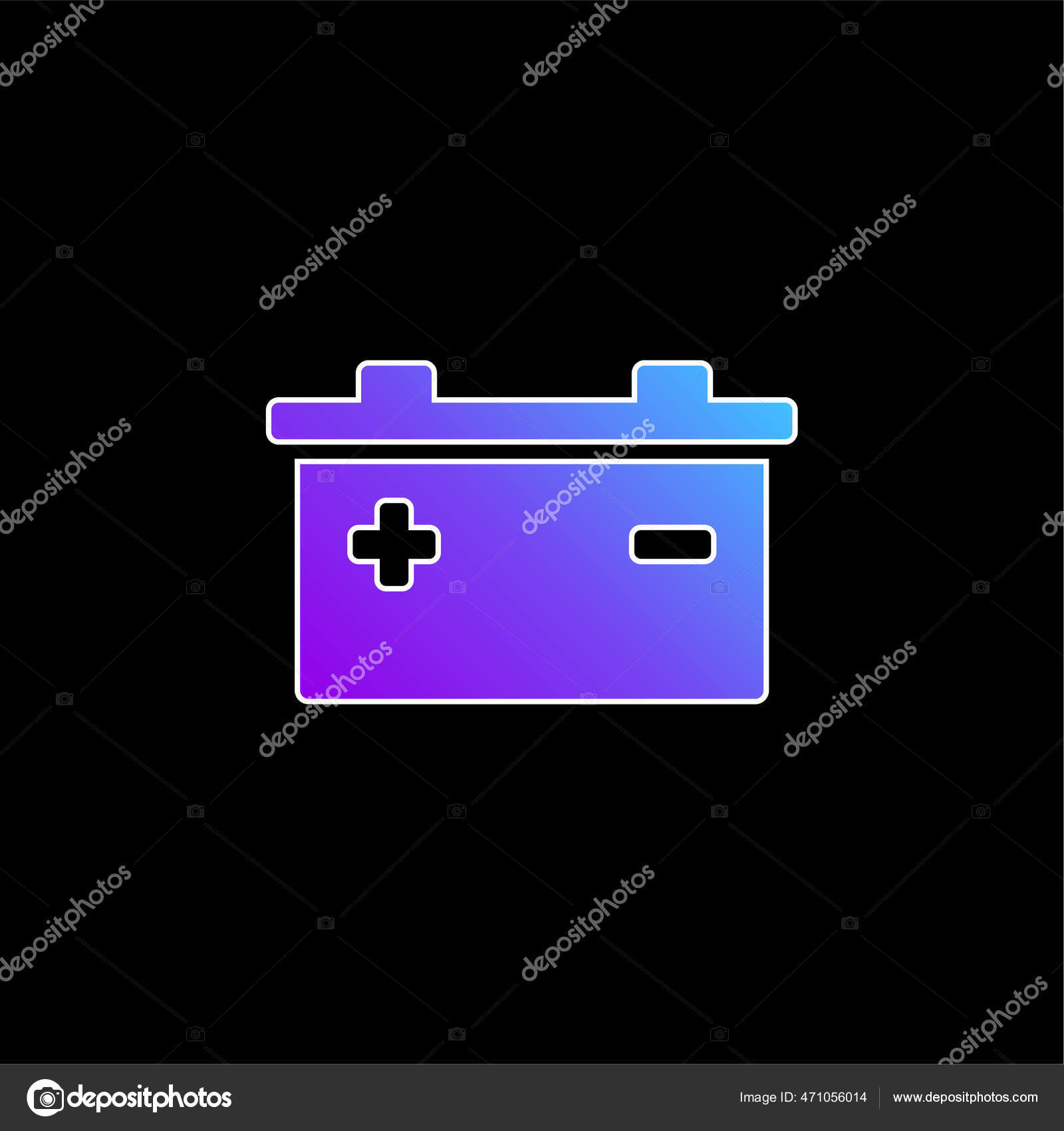 Battery Positive Negative Poles Symbols Blue Gradient Vector Icon ⬇ ...