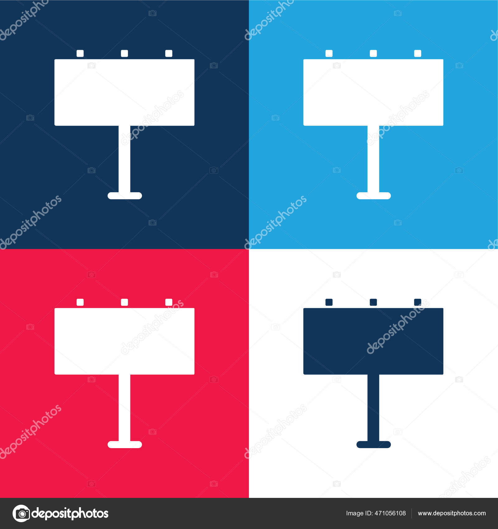 Billboard Blue Red Four Color Minimal Icon Set Stock Vector Image by ...