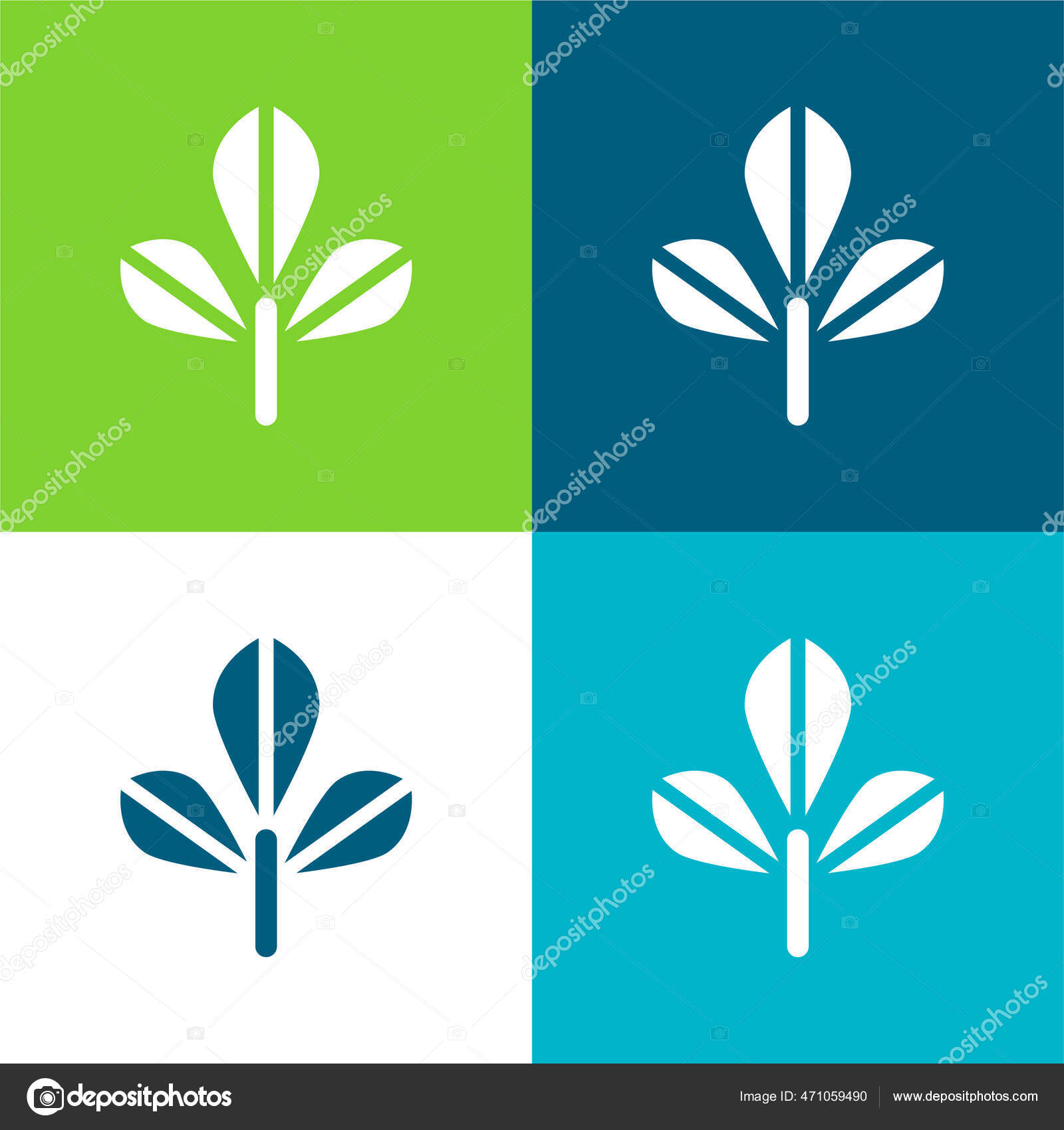 Bael Tree Flat Four Color Minimal Icon Set Stock Vector Image by ...
