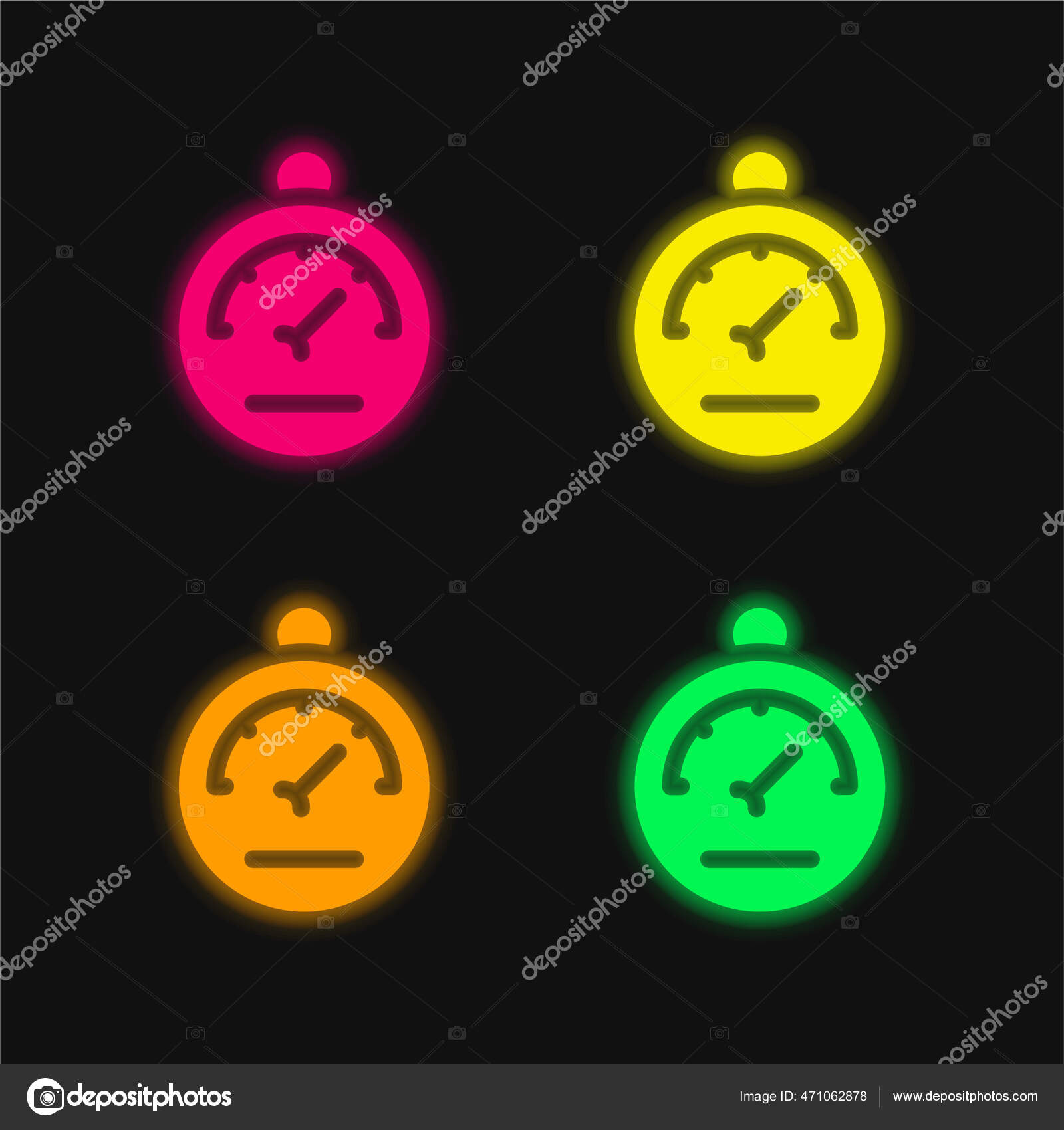 Barometer Four Color Glowing Neon Vector Icon Stock Vector Image by ...