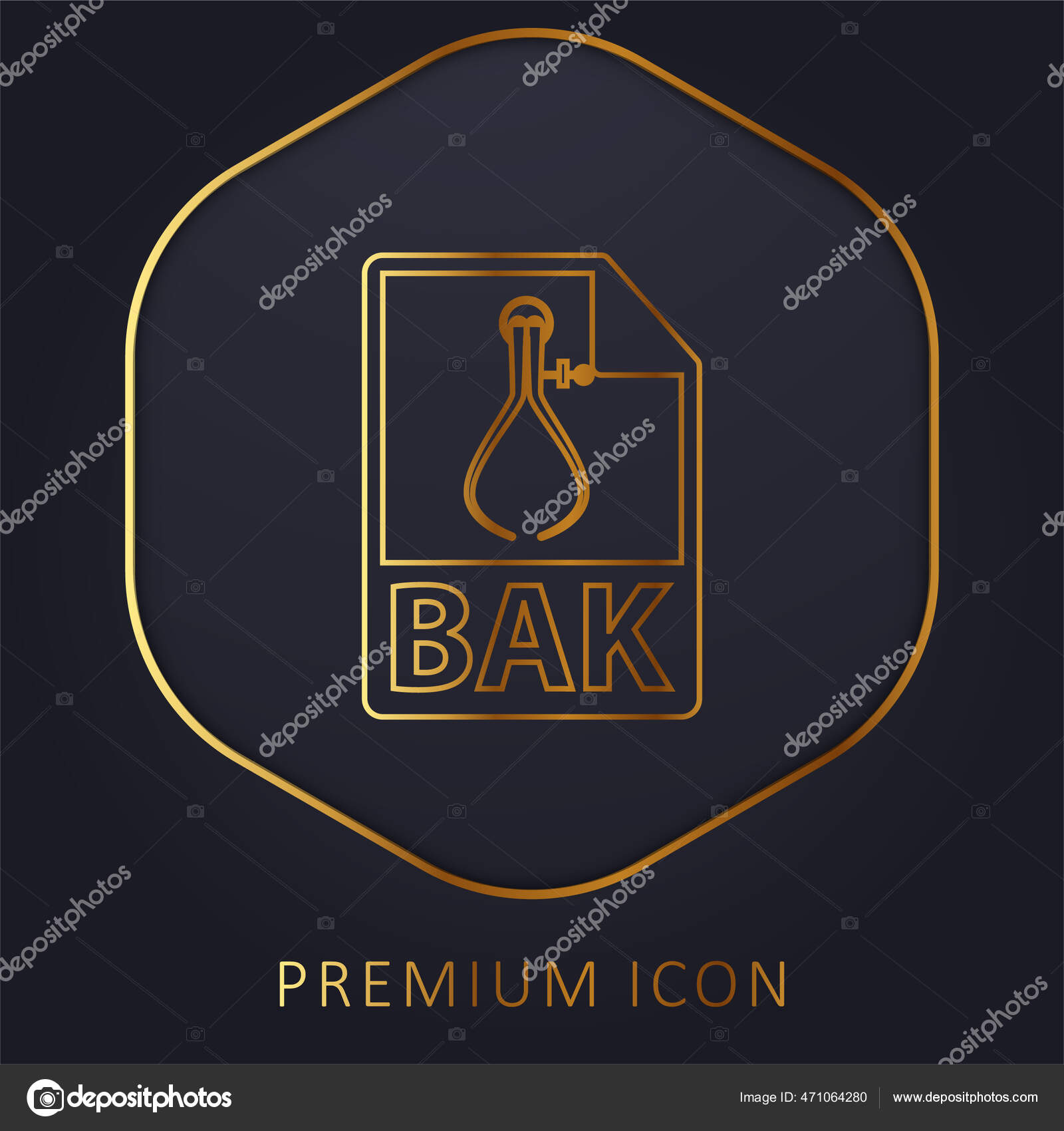 Bak File Format Symbol Golden Line Premium Logo Icon Stock Vector by ...