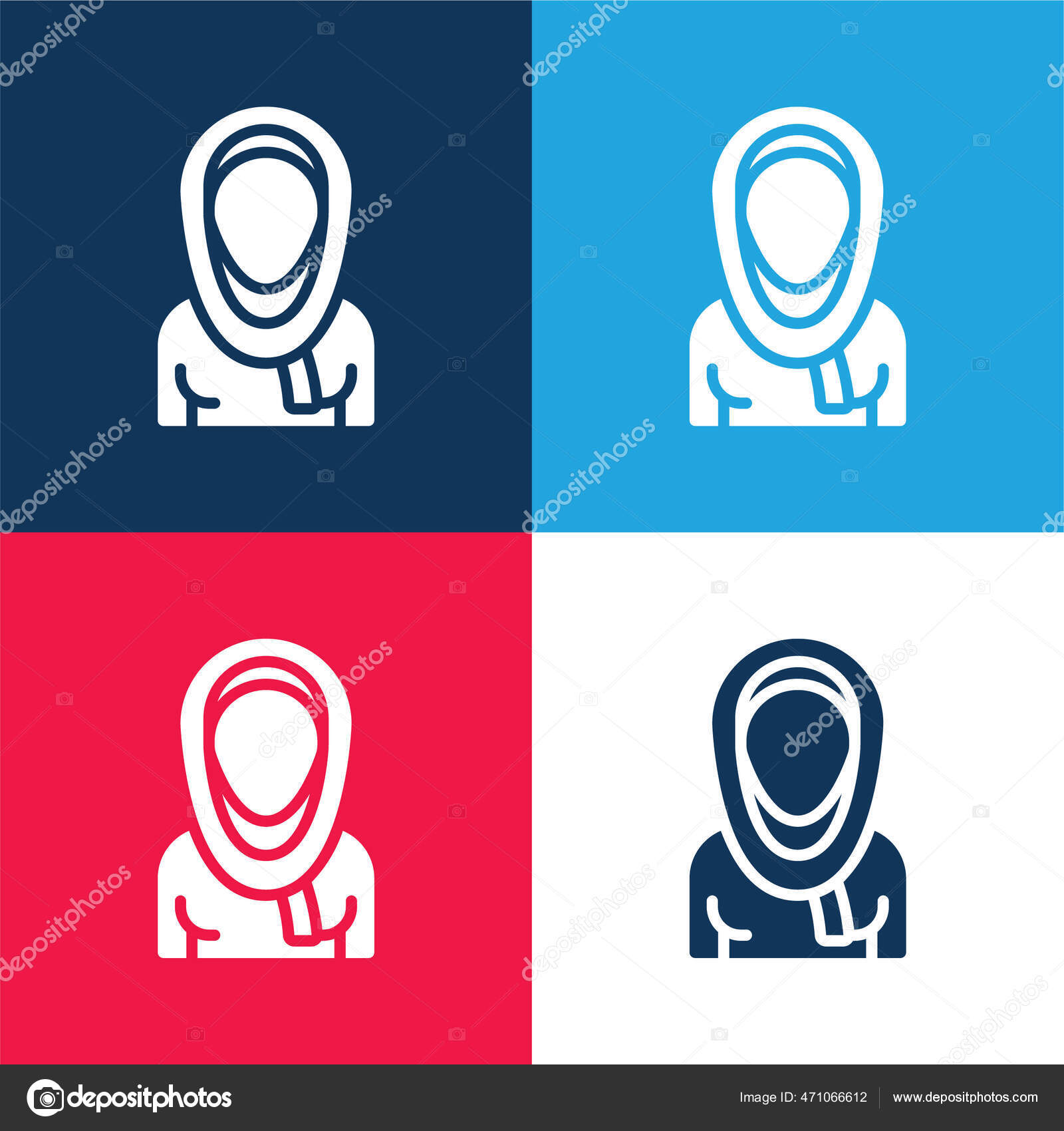 Arab Blue Red Four Color Minimal Icon Set Stock Vector Image by ...