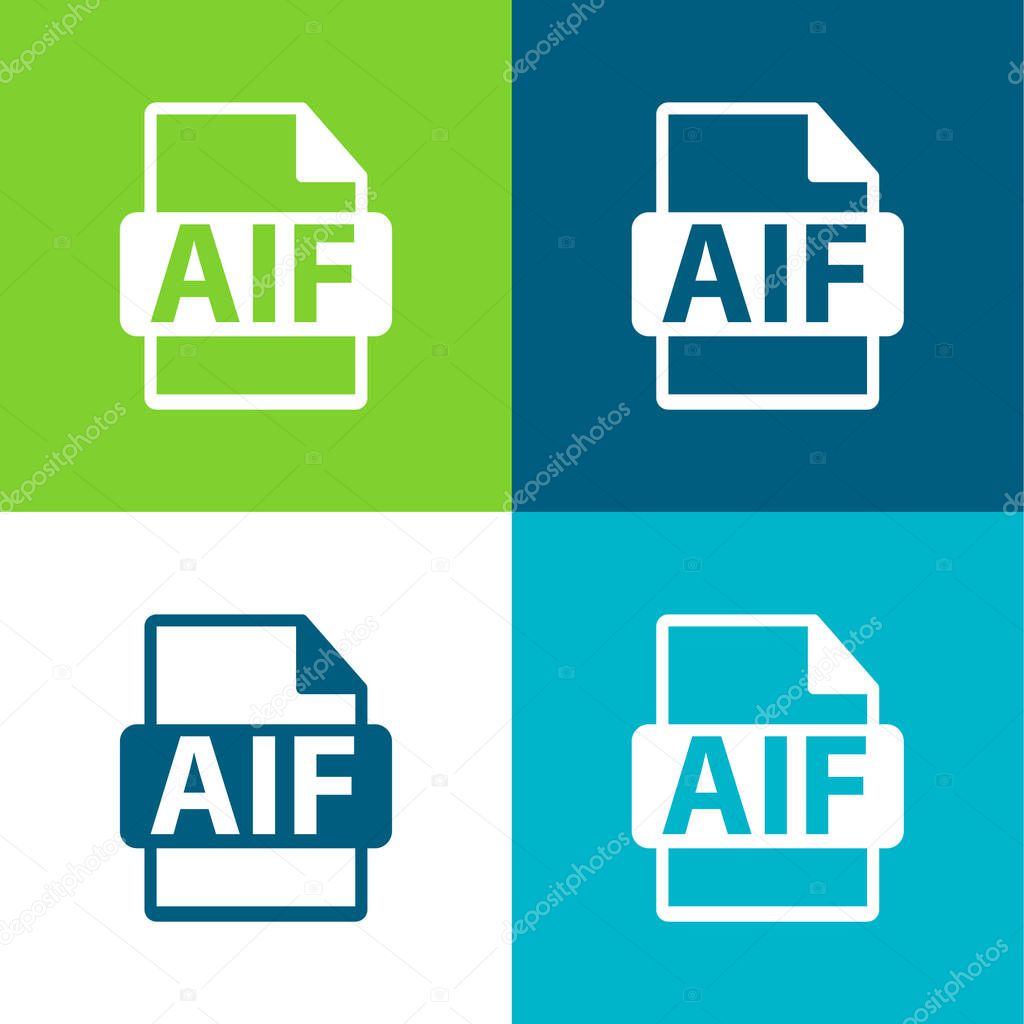 AIF File Symbol Set de iconos mínimos de cuatro colores 2023