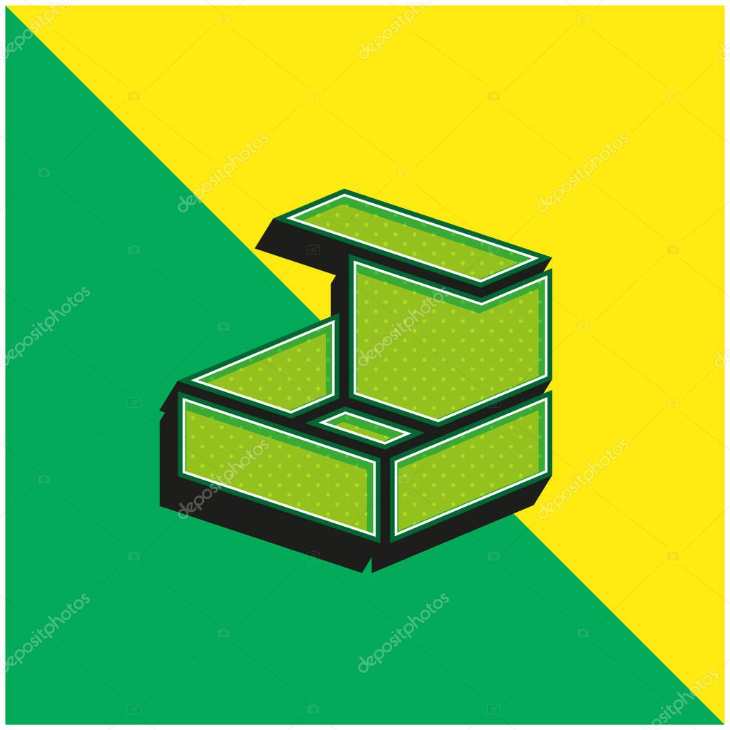 Caja verde y amarillo moderno vector 3d icono logotipo 2023