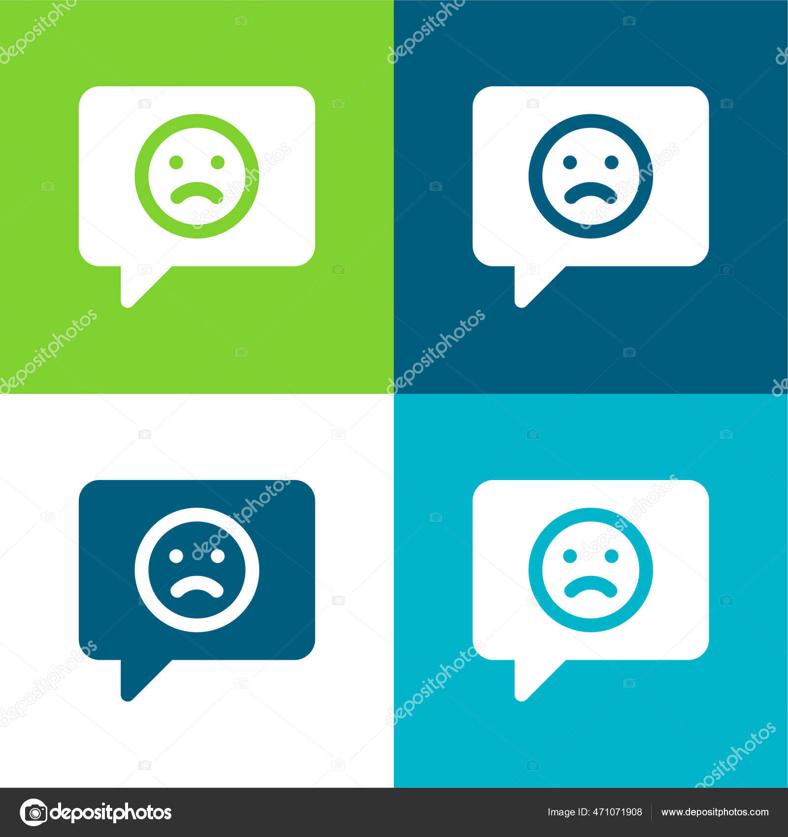 Bad Review Piso Cuatro Colores Mínimo Icono Conjunto Vector de stock ...