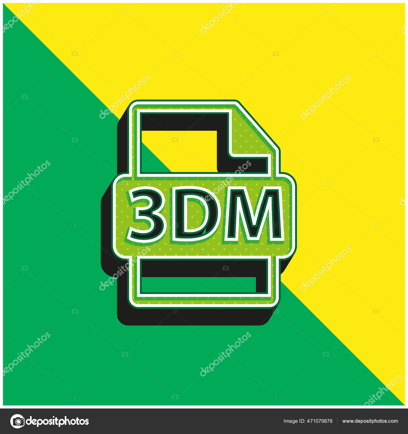 3Dm File Format Symbol Green Yellow Modern Vector Icon Logo Stock ...